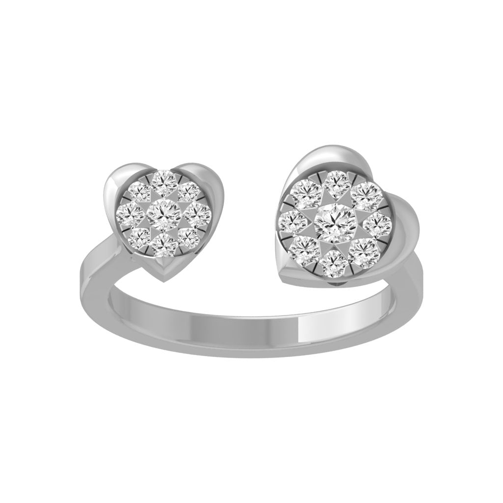 Araiya Fine Jewelry 925 Sterling Silver Round-shape Lab Grown Diamond Heart Engagement Ring ( 2/ ...