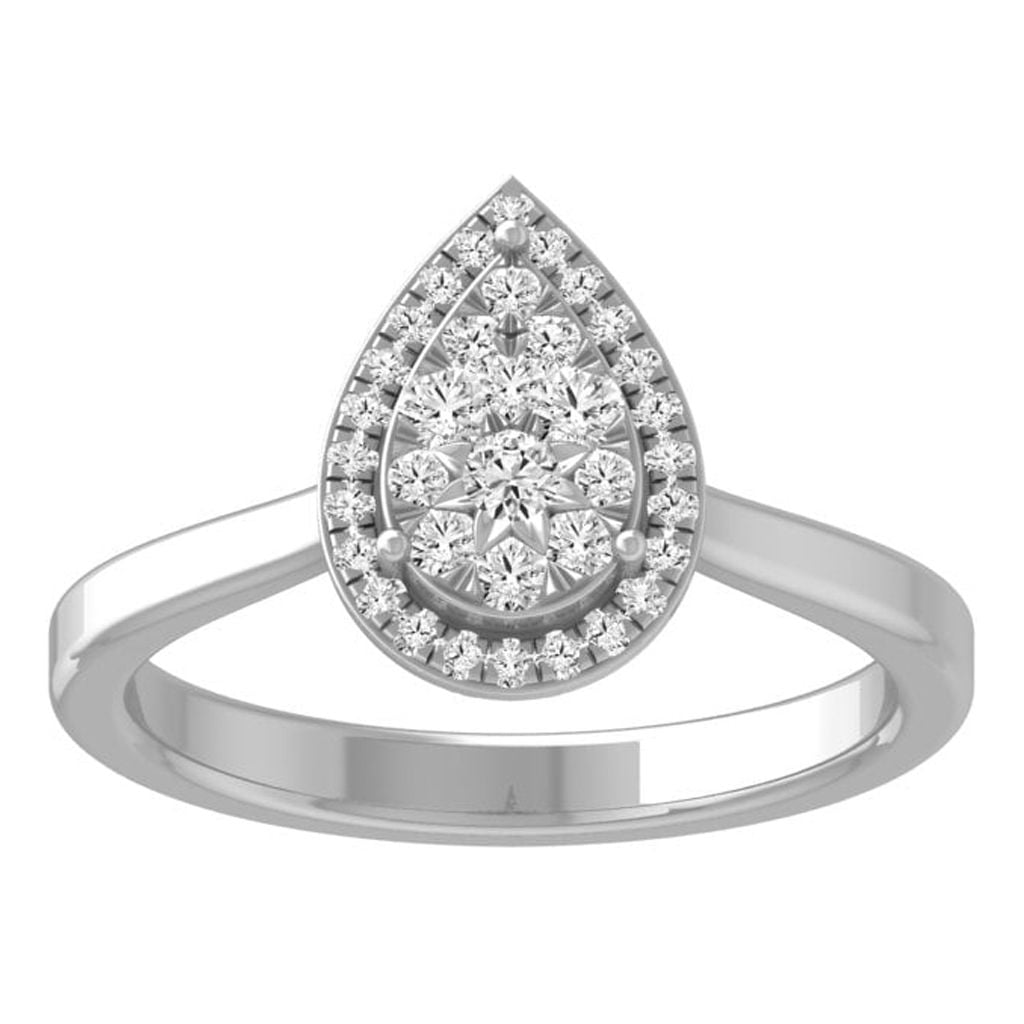 Araiya Fine Jewelry 925 Sterling Silver Round-shape Lab Grown Diamond Cluster Engagement Ring ...