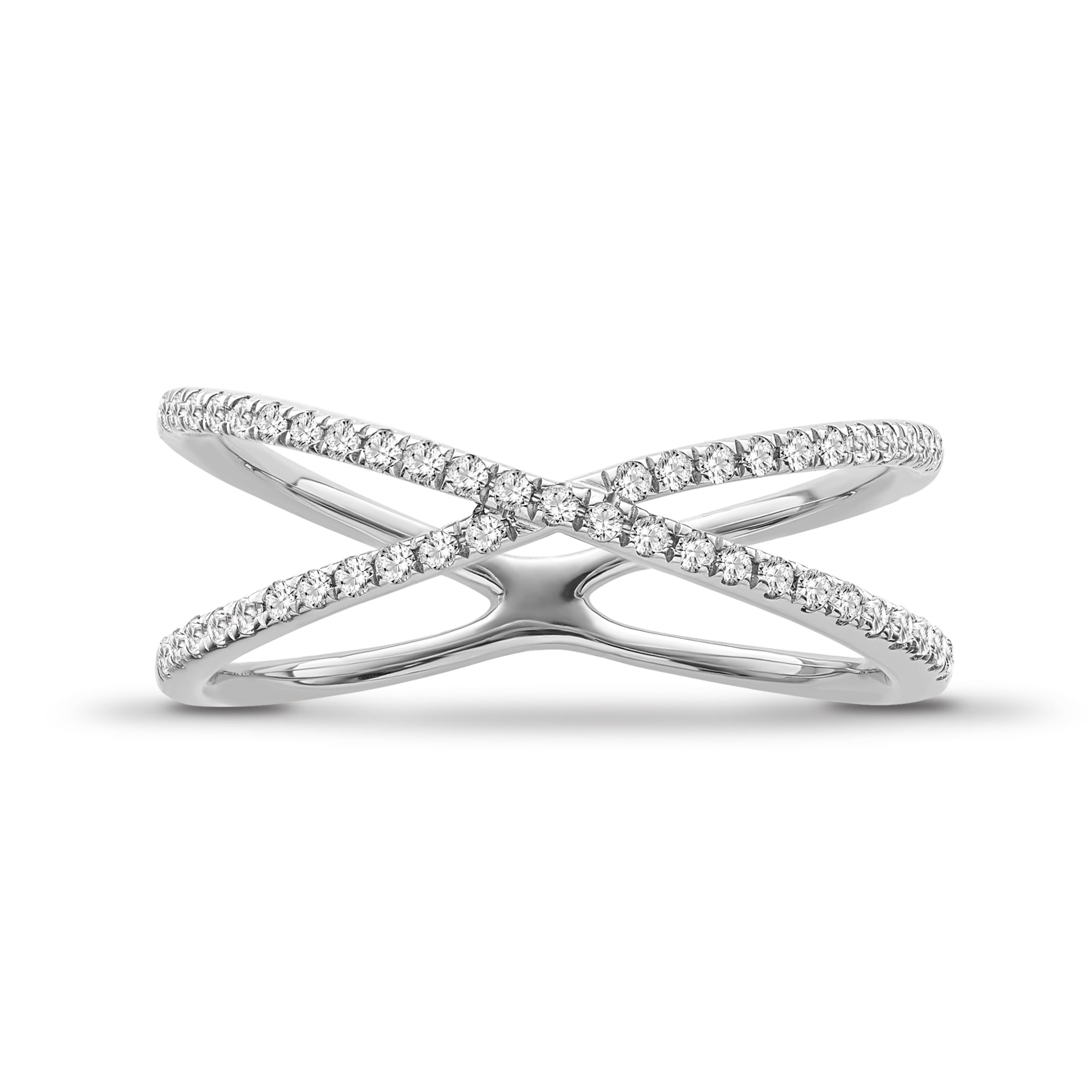 Araiya Fine Jewelry Sterling Silver Diamond Criss Cross Band Ring (1/5 cttw, I-J Color, I2-I3 ...