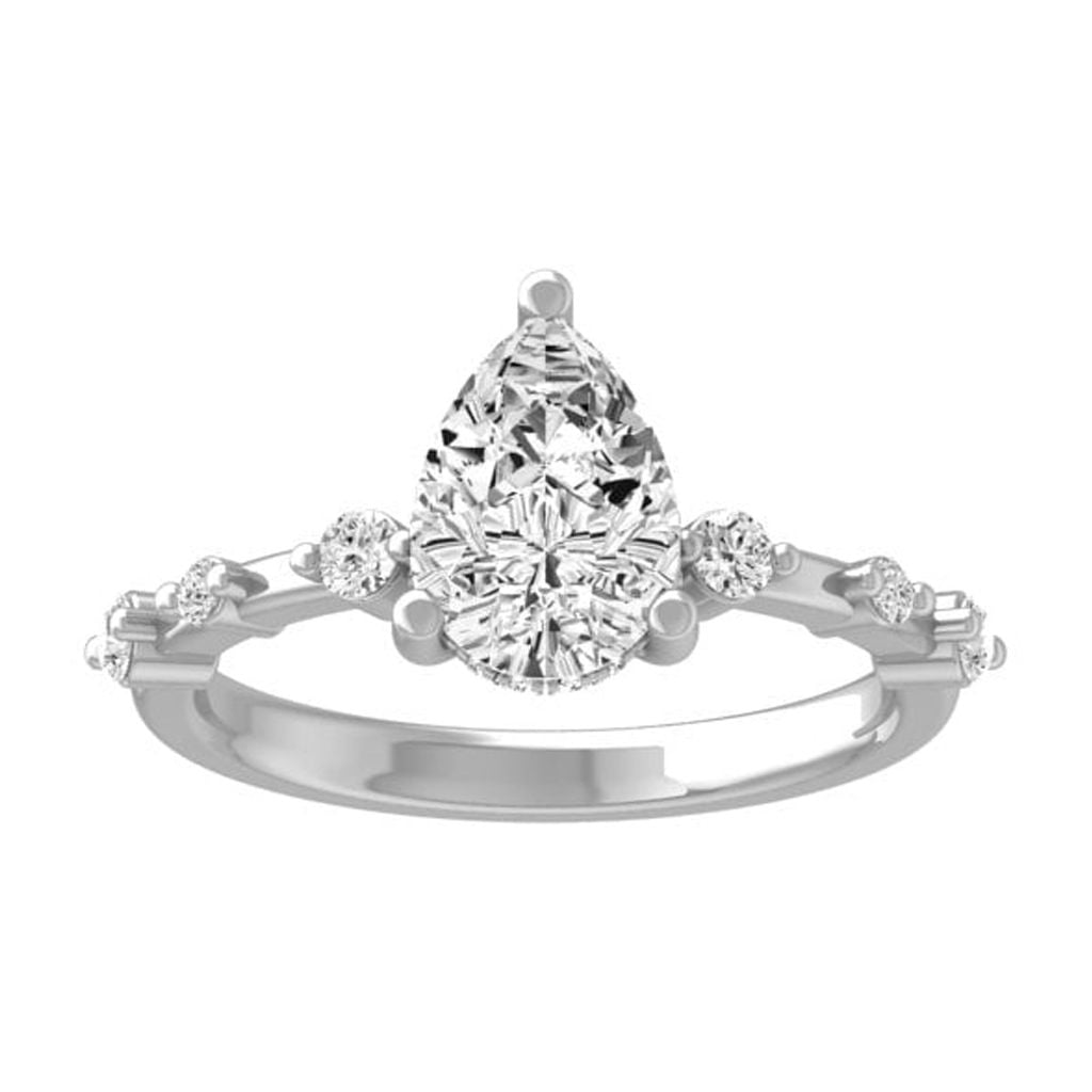 Araiya Fine Jewelry Sterling Silver Pear and Round-shape Lab Grown ...