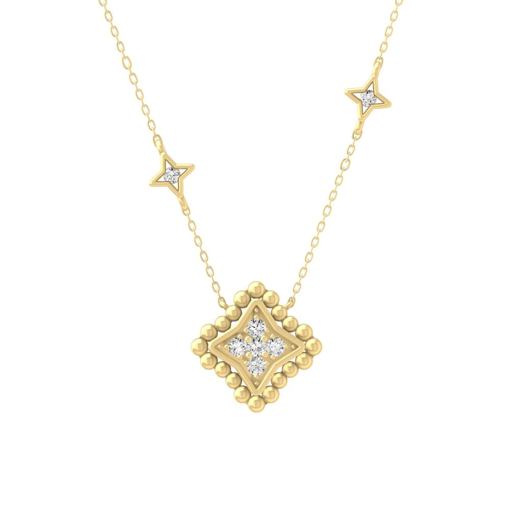 Araiya Fine Jewelry Sterling Silver Round-shape Lab Grown Diamond Star Pendant with Silver Cable ...