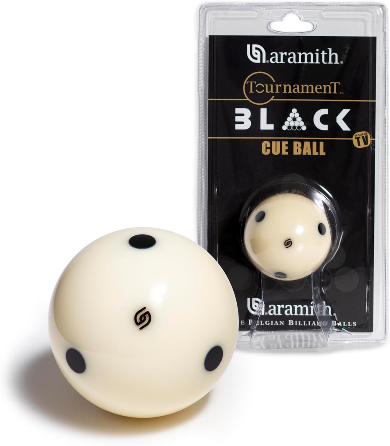 Aramith Tournament Black Billiard Pool Cue Ball 2 1/4" 6 Black Dots in ...