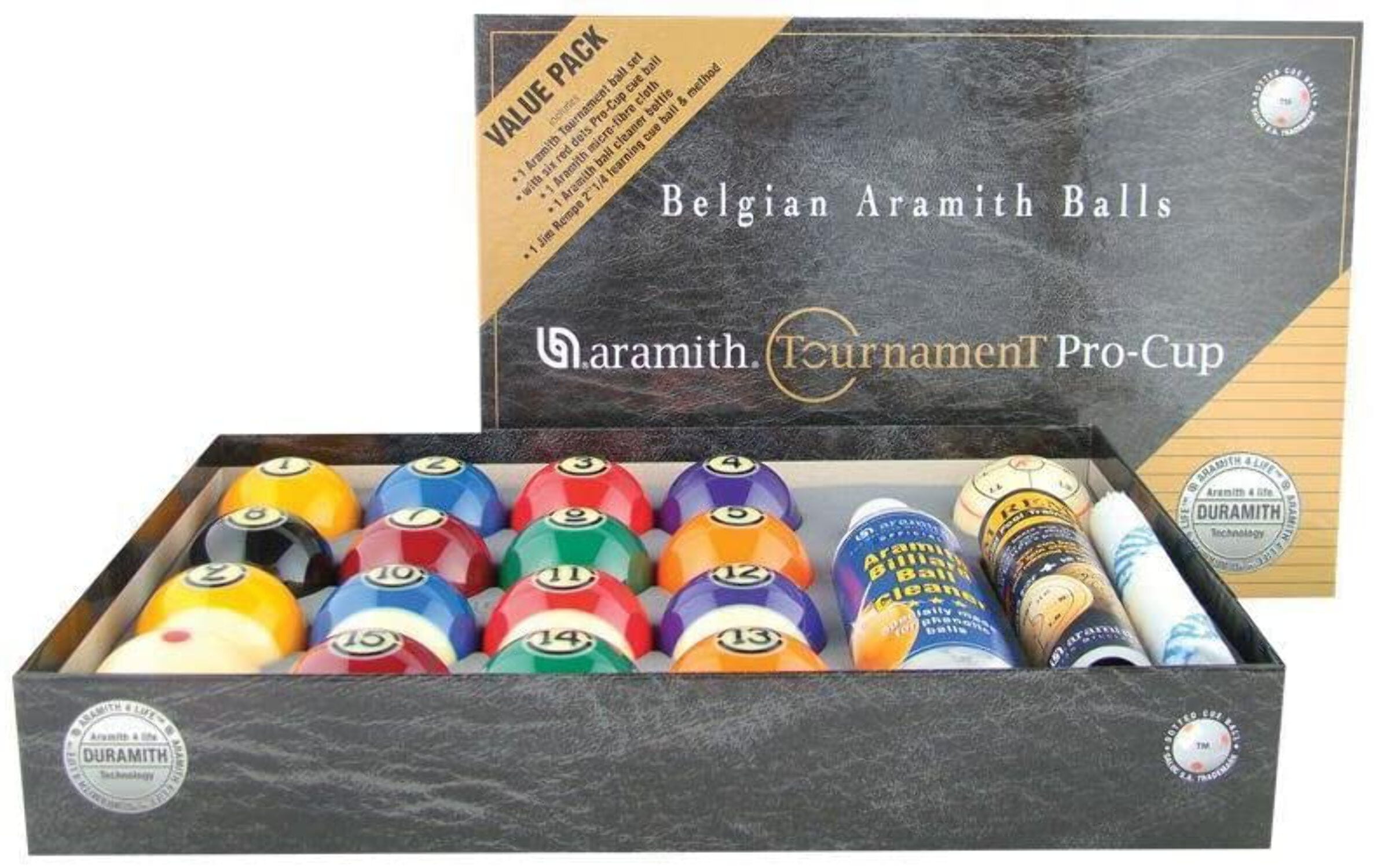 Aramith Tournament Duramith Pro Cup Value Pack Billiard Ball Set, 2-1/4 ...