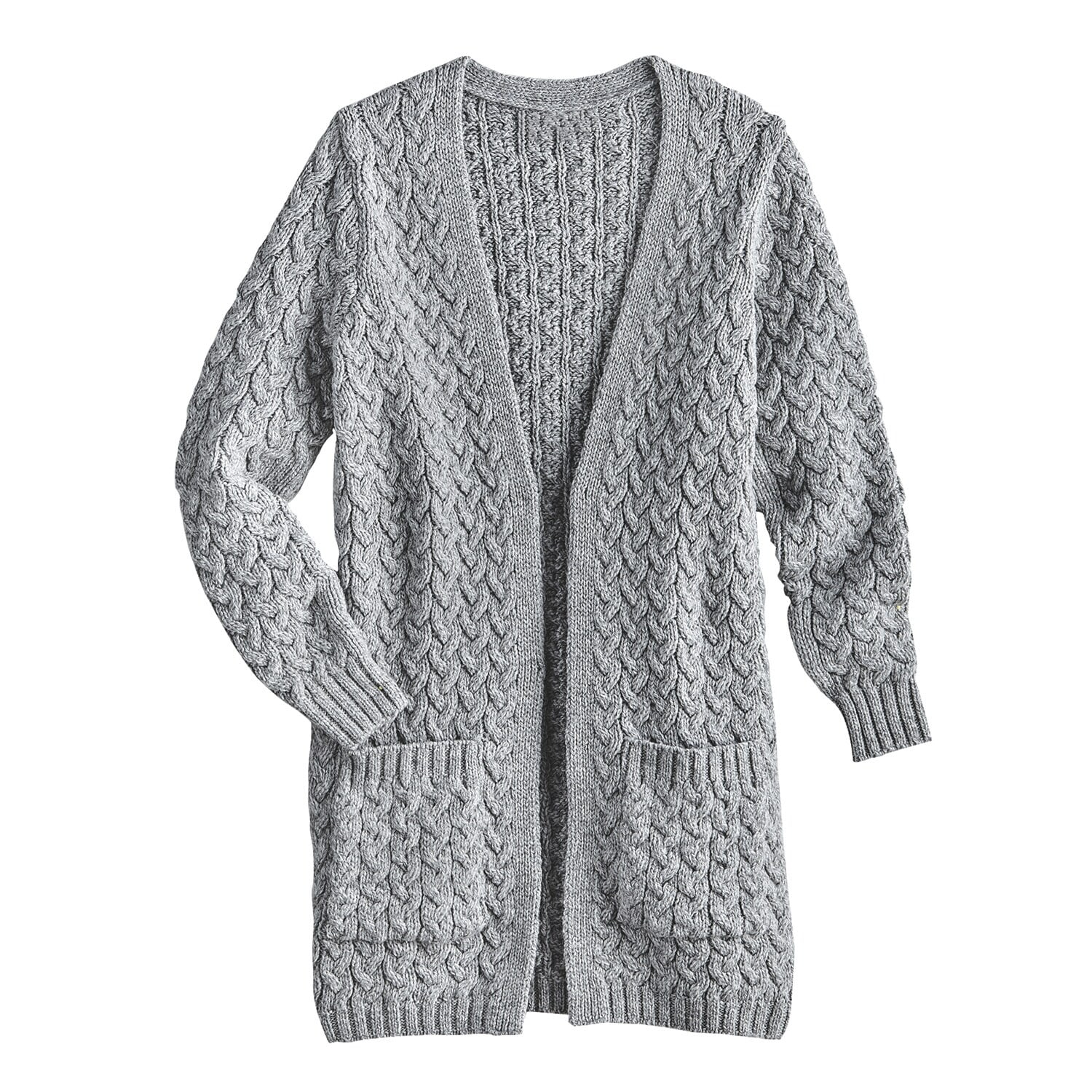 Aran Boyfriend Cardigan - Gray - Large - Walmart.com