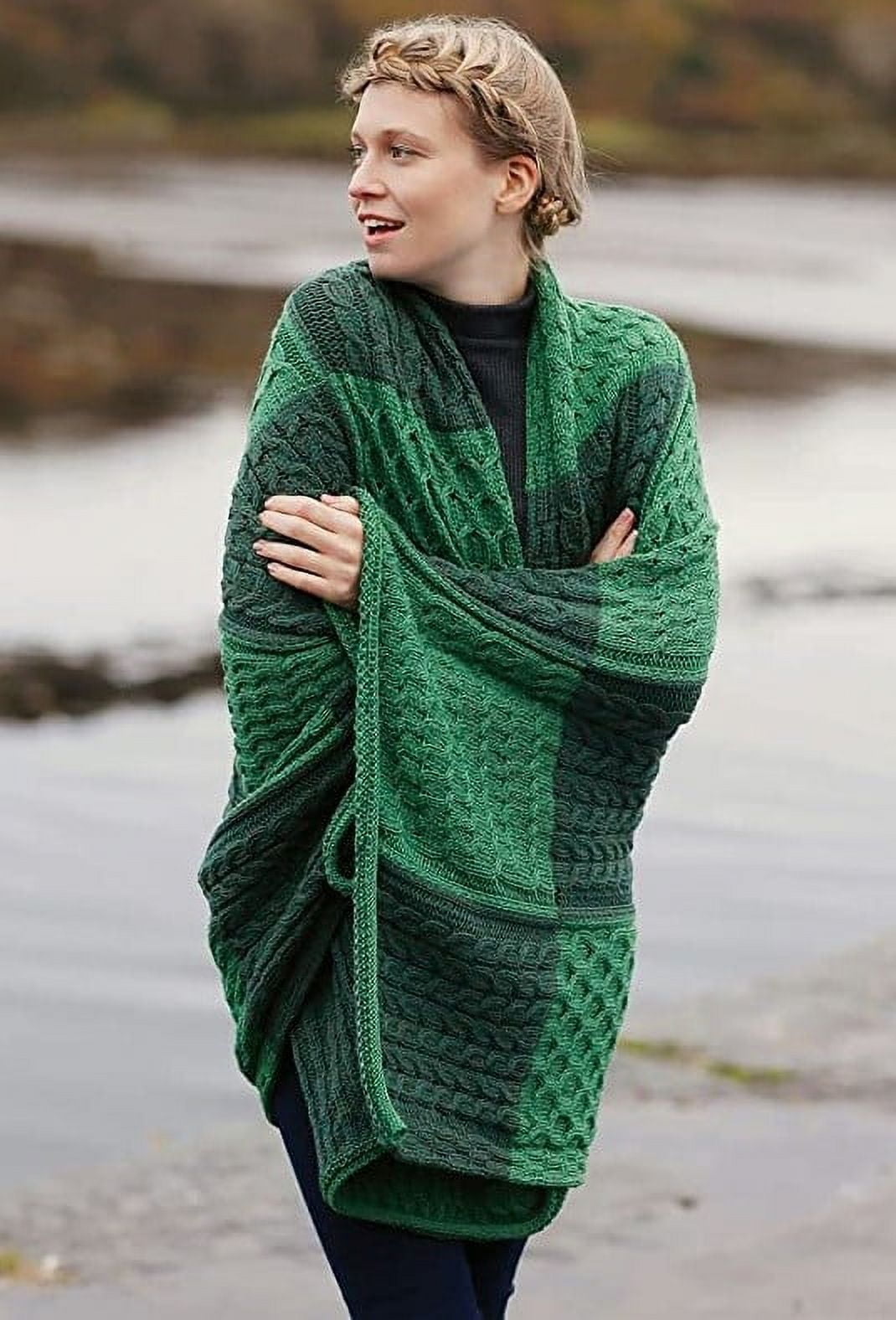 Aran Irish Patchwork Blanket 100% Premium Merino Wool Knitted Throw 66 ...