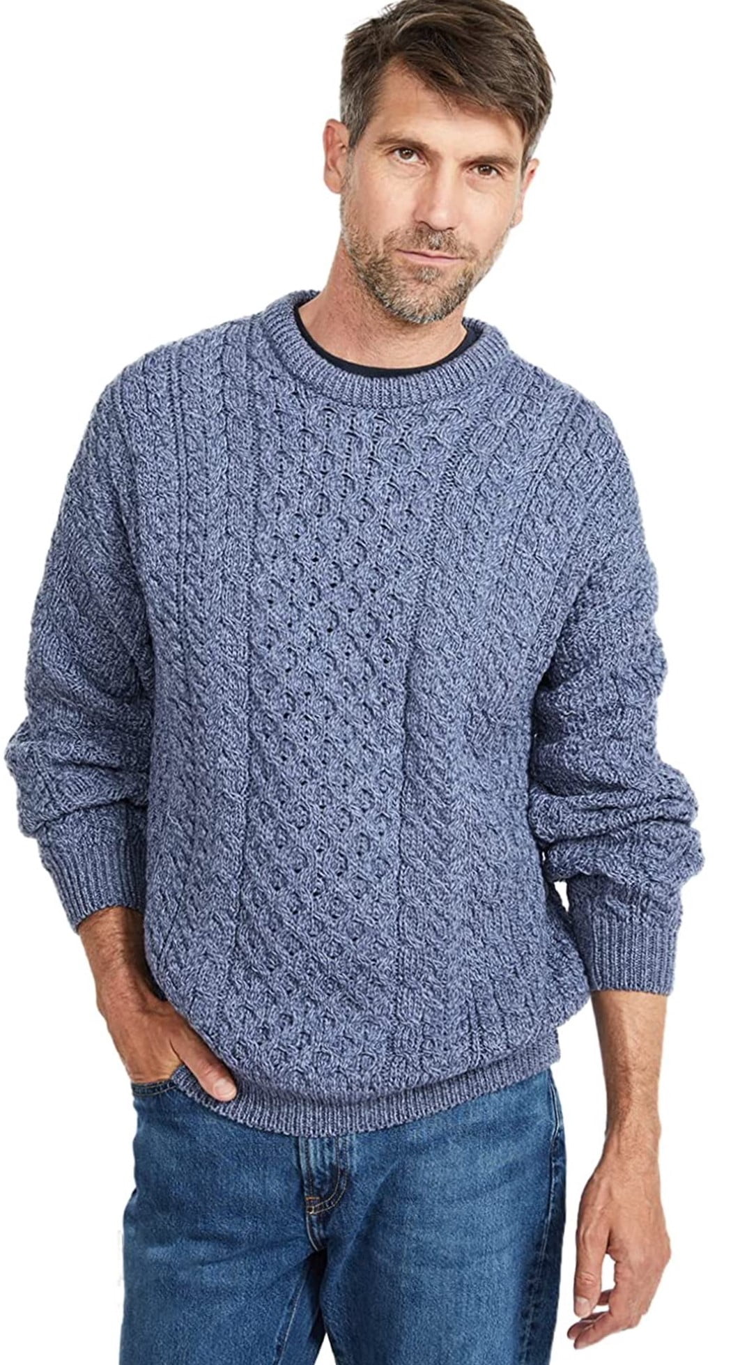 Aran Men's Irish Traditional Sweater 100% Premium Merino Wool Fisherman ...