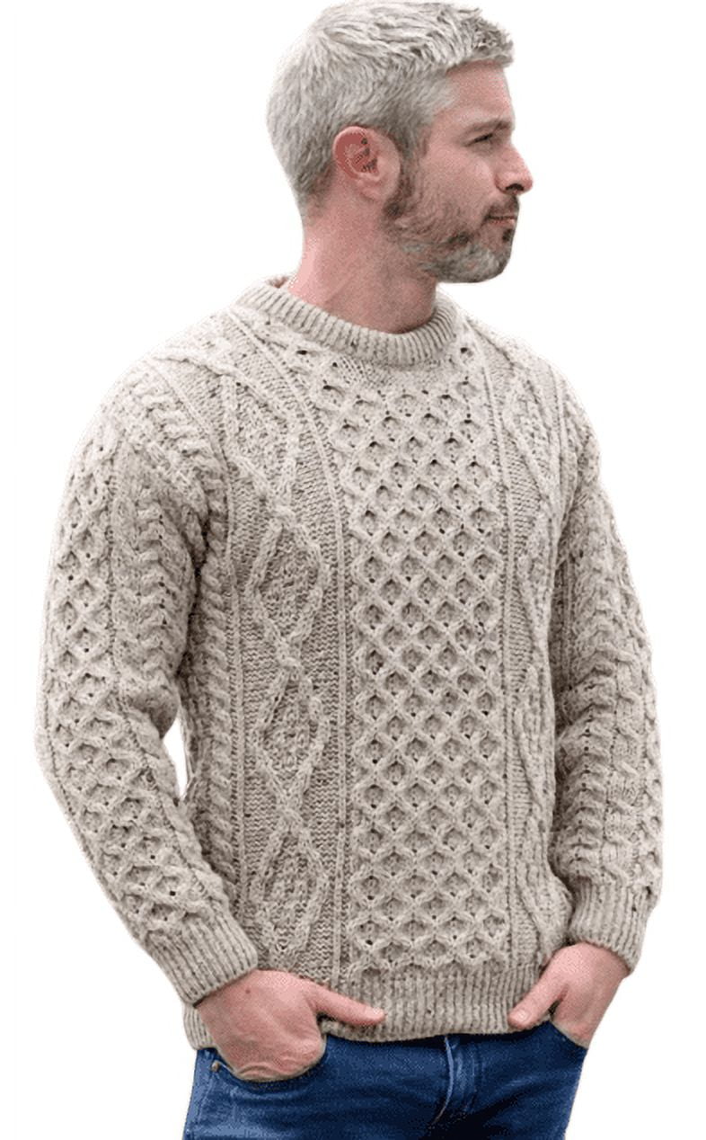 Aran Men's Irish Wool Traditional Sweater Cable Knitted Pullover Made ...