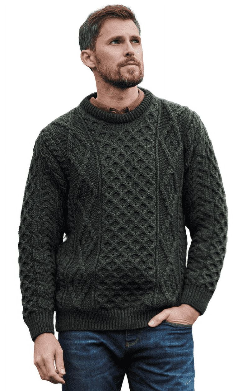 Aran Men's Irish Wool Traditional Sweater Cable Knitted Pullover Made ...