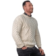 Aran Irish Traditional High Neck Sweater 100% SuperSoft Merino Wool Men ...