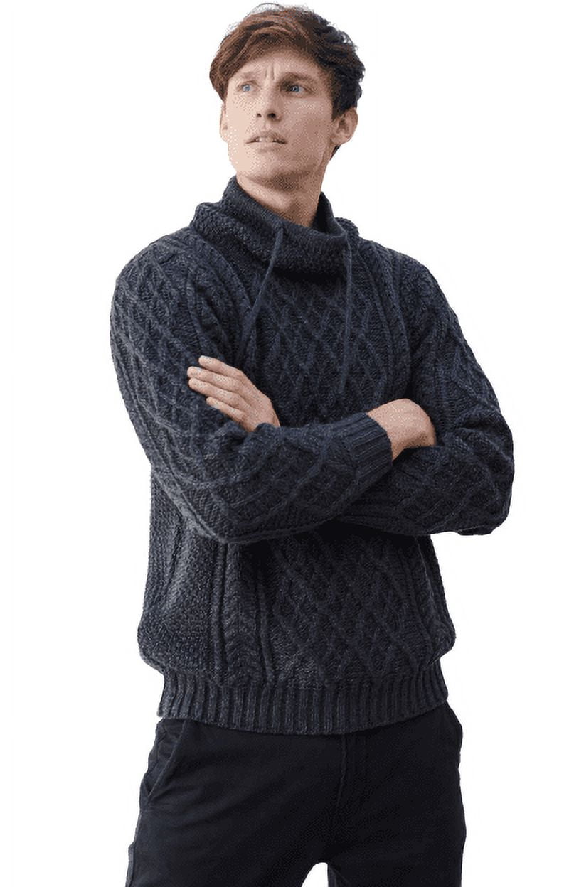 Aran Merino Wool Collared Irish Sweater Men's Knitted Pullover with ...