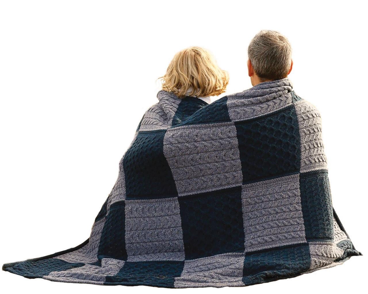Aran Patchwork Merino Wool Blanket Irish High Quality Knitted Throw ...