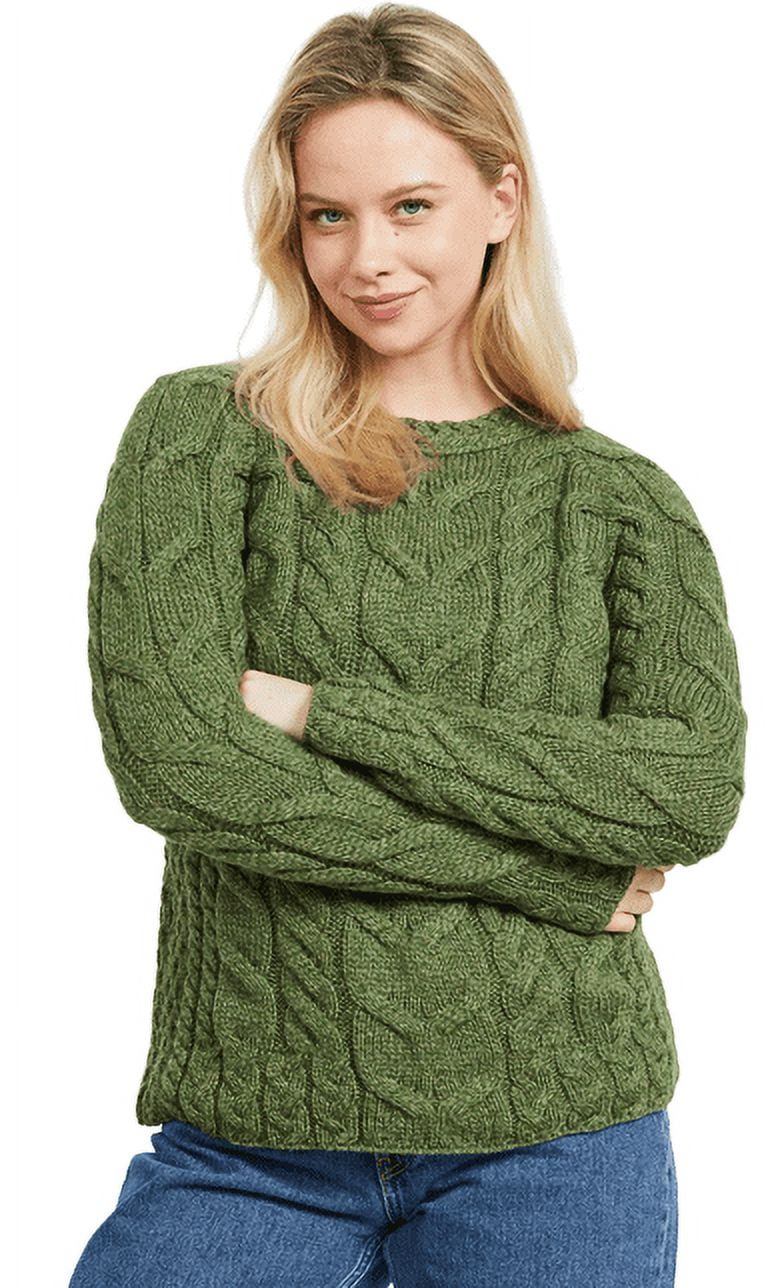 Aran Raglan Super Soft Merino Wool Sweater Women's Irish Cable Knitted ...