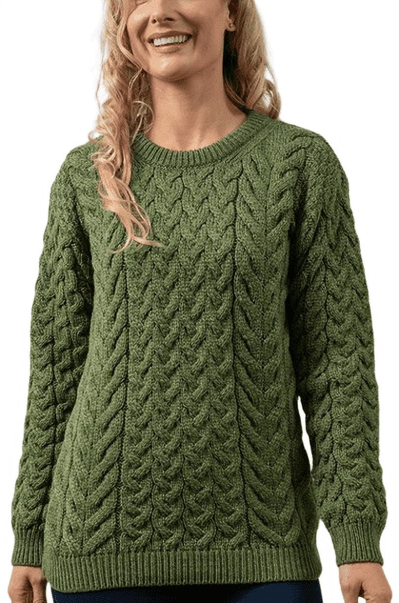 Aran SuperSoft Merino Wool Sweater Women`s Irish Cable Knitted Pullover ...