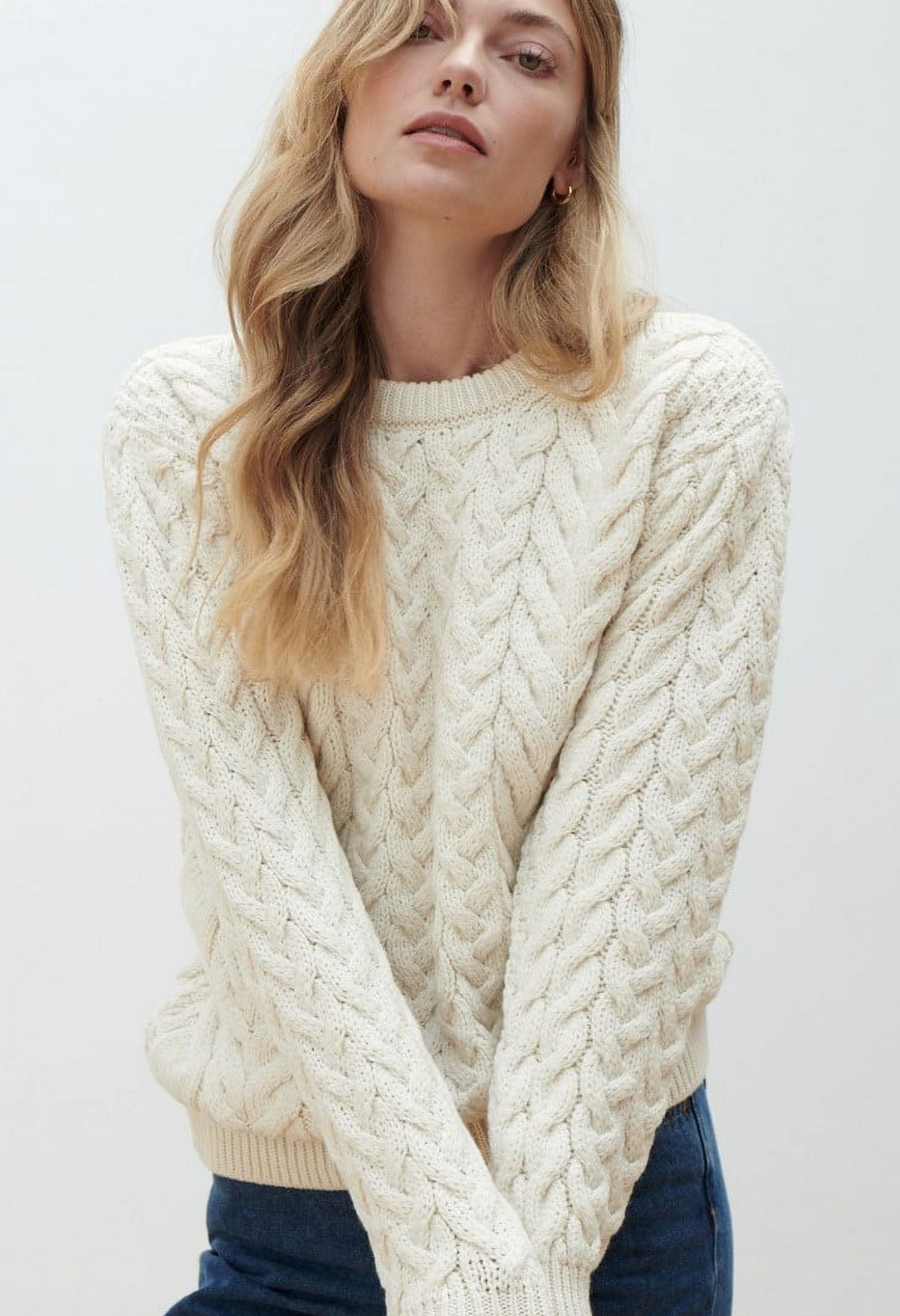 Aran SuperSoft Merino Wool Sweater Women`s Irish Cable Knitted Pullover ...
