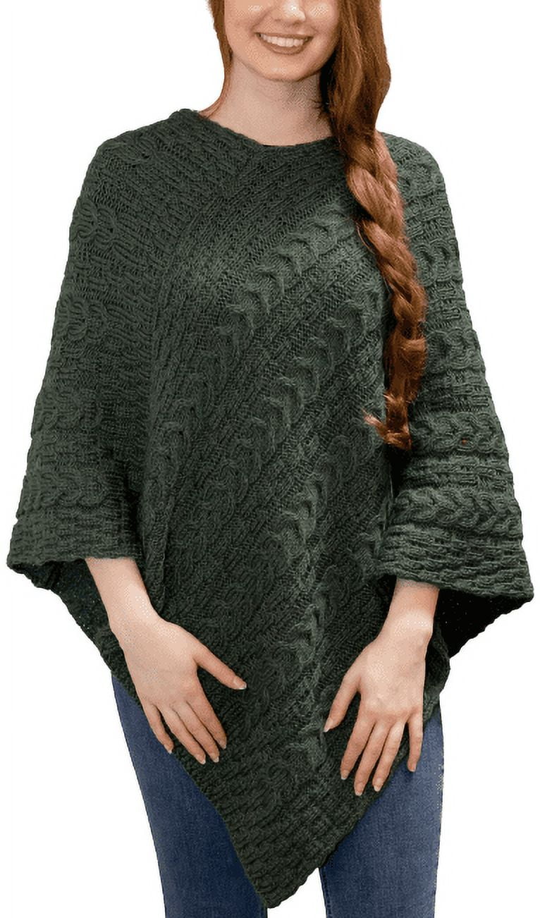 Aran Traditional Poncho Merino Wool Irish Cape Sweater Made in Ireland ...