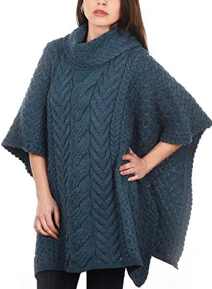 Aran Woollen Mills 100% Supersoft Merino Wool Cowl Neck Poncho Irish ...