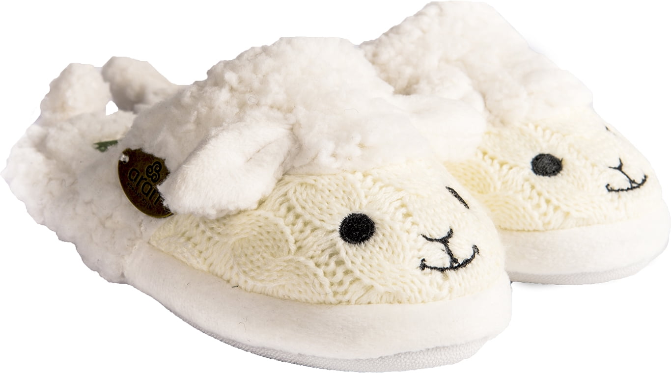 Aran Woollen Mills Sheep Design Slip-On Slippers, Fluffy Wool, Anti ...
