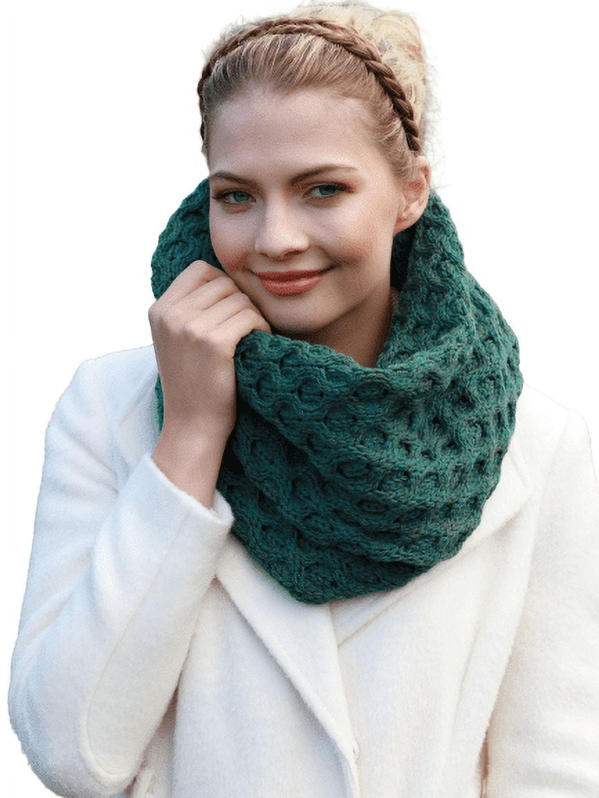 Aran Woollen Mills Irish Snood Scarf 100% Premium Merino Wool Honeycomb ...