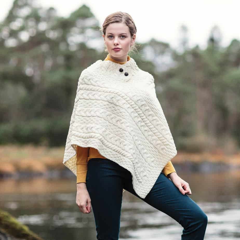 Aran Woollen Mills Ladies Irish Wool Button Cape – Natural - Walmart.com