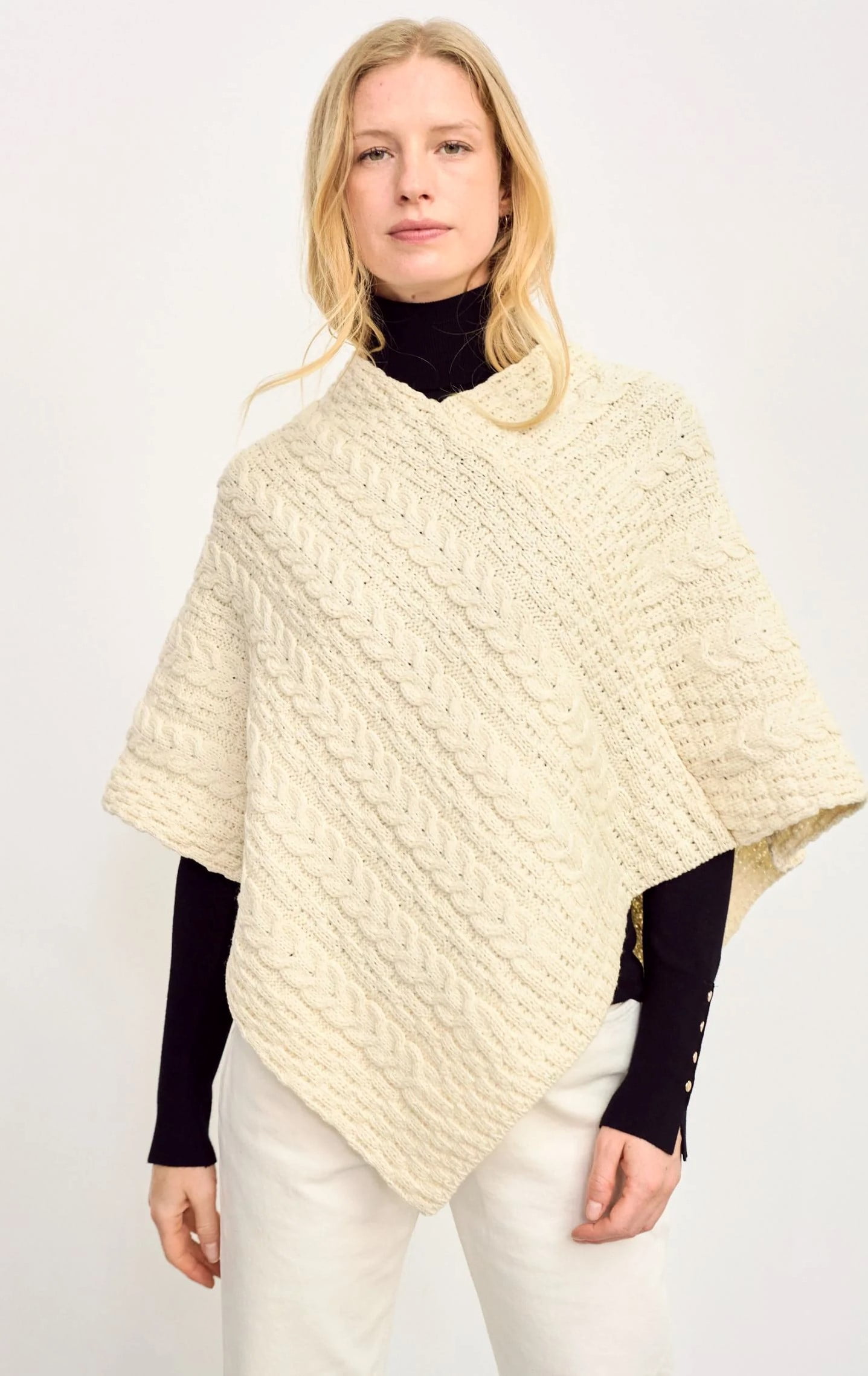 Aran Woollen Mills Poncho Sweater 100% Merino Wool Irish Cape Made in ...