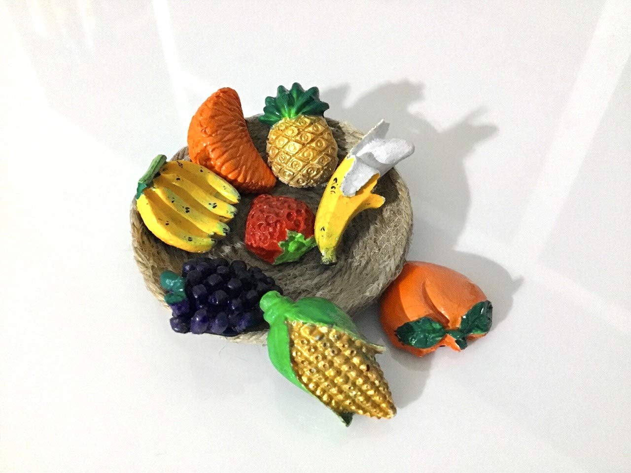 Aranya Creations Clay Multicolour Fruits Fridge Magnets with Jute ...