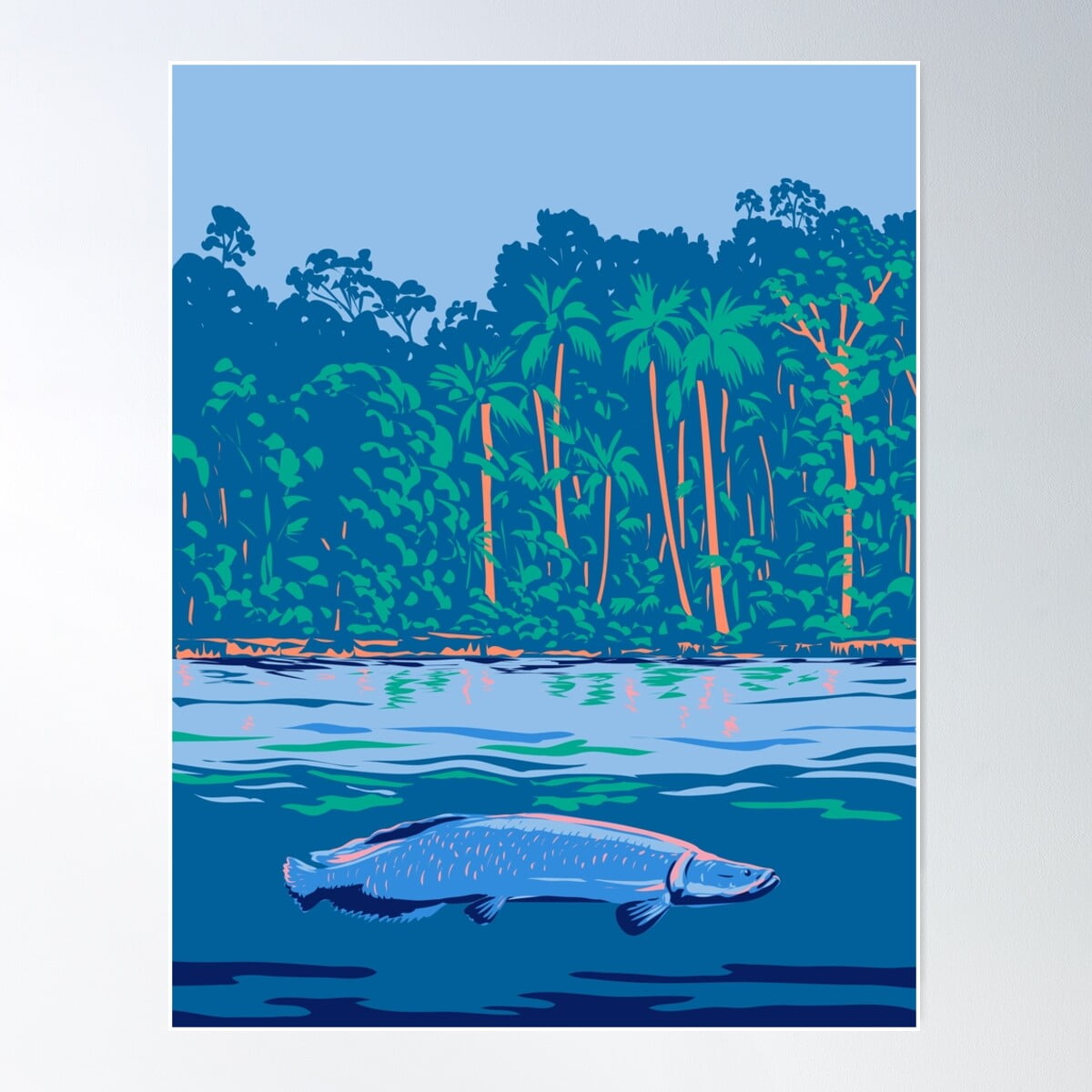 Arapaima In The Amazon River Or Río Amazonas In South America Wpa Art ...