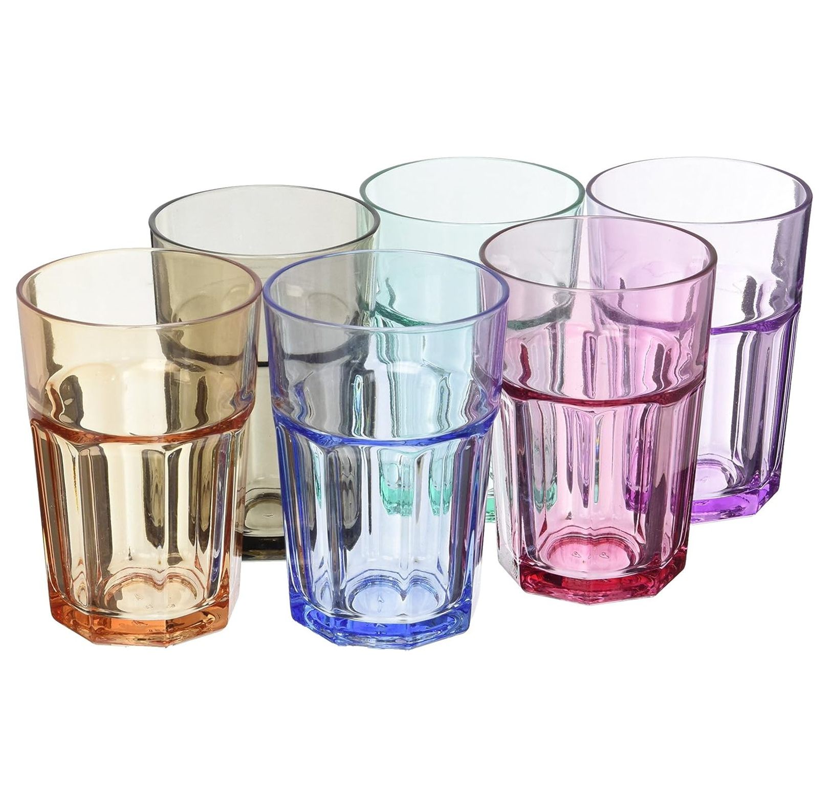 Aras Full Colored Long Drink Glasses Set of 6 | Vibrant Design for ...