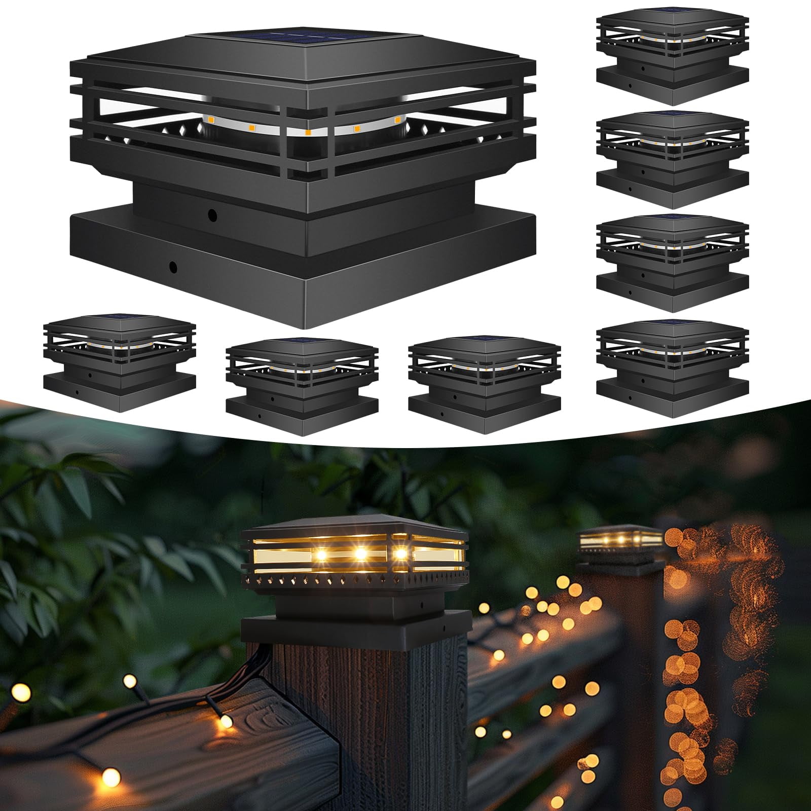 Arashmond Solar Post Cap Lights Outdoor, 25 Lumen 4x4 Post Solar Lights ...