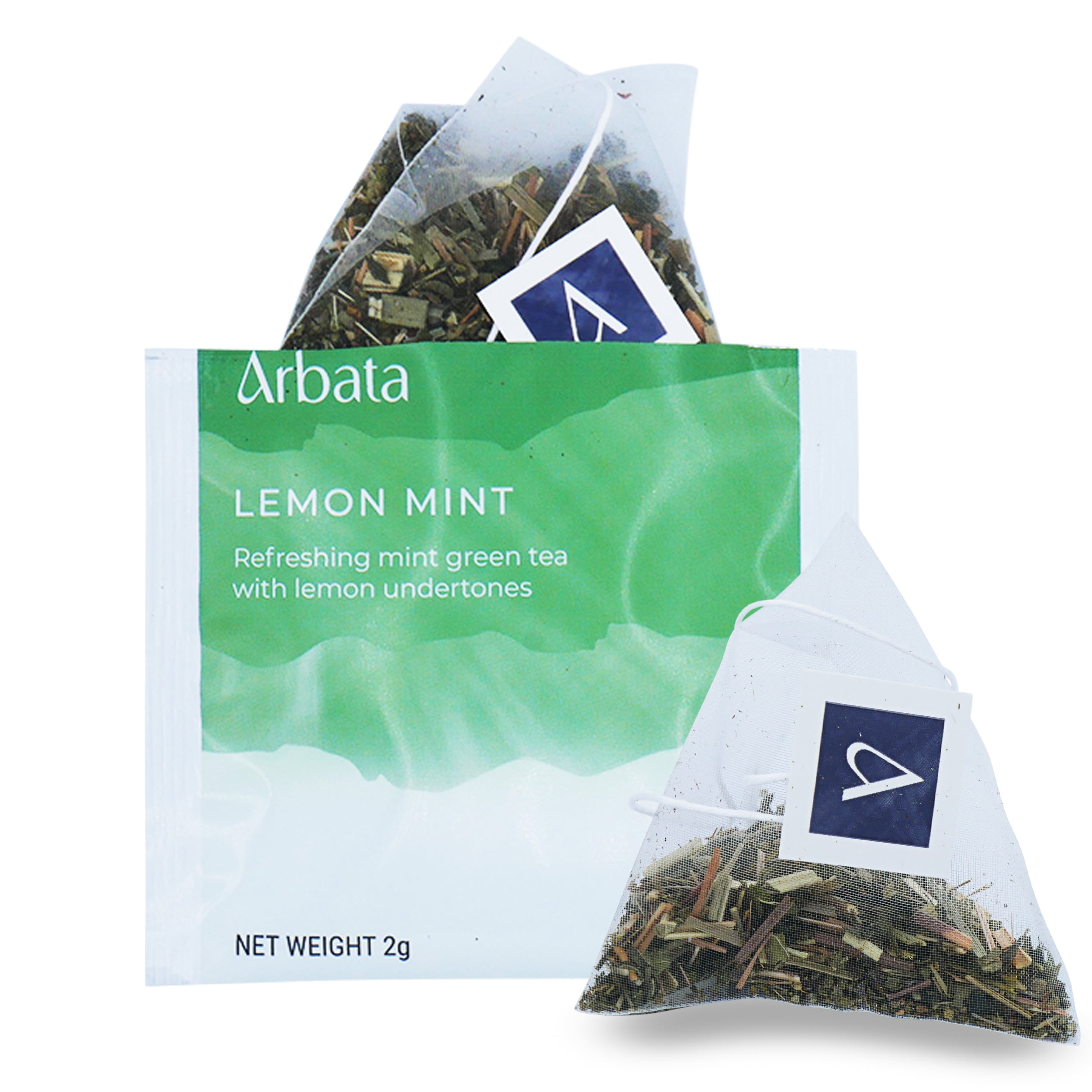 Arbata Lemon Mint Tea, 24 Pyramid Tea Bags Lightly Caffeinated Green ...