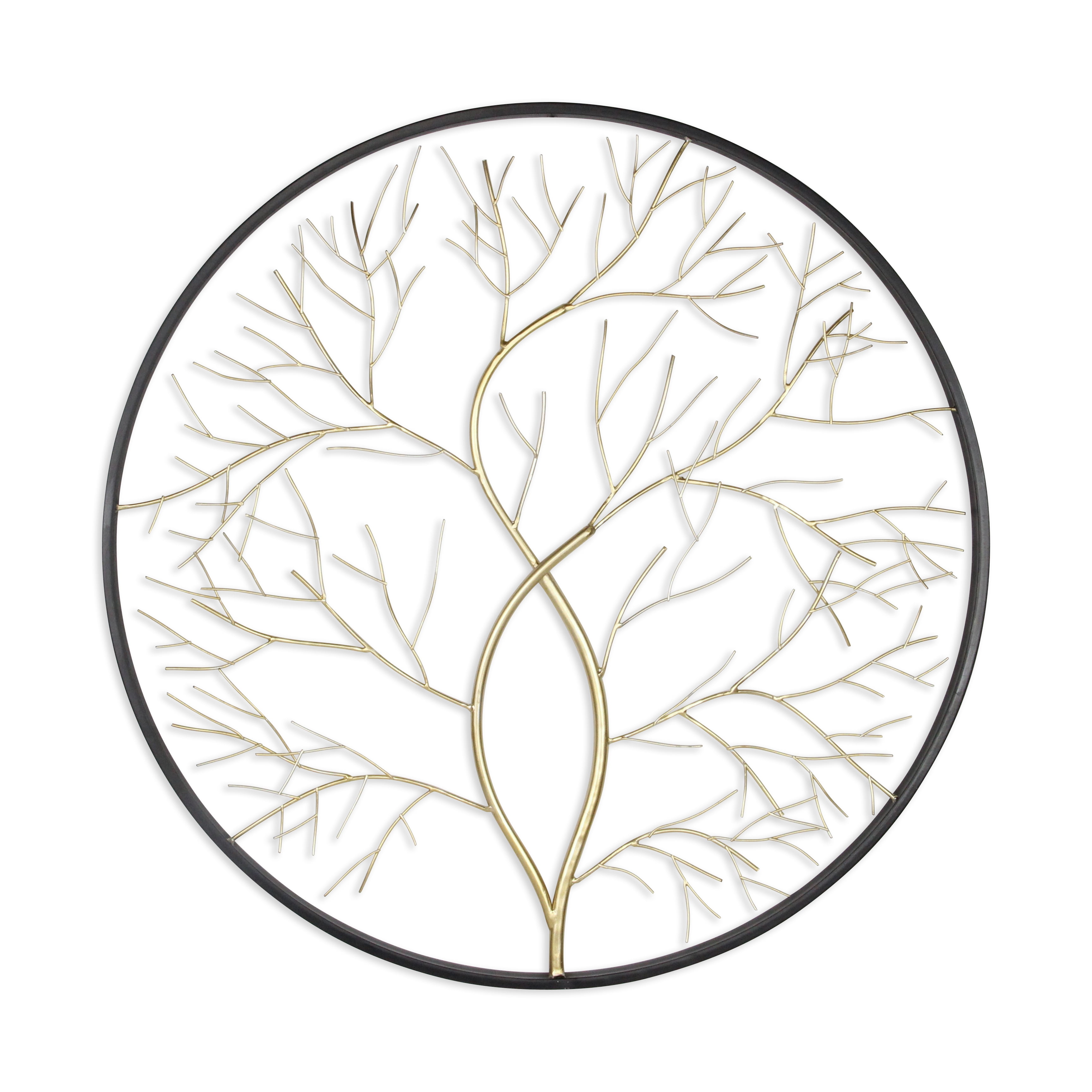 Arbolia Gold Metal Overlapping Trees Circular Framed Wall Art - Walmart.com