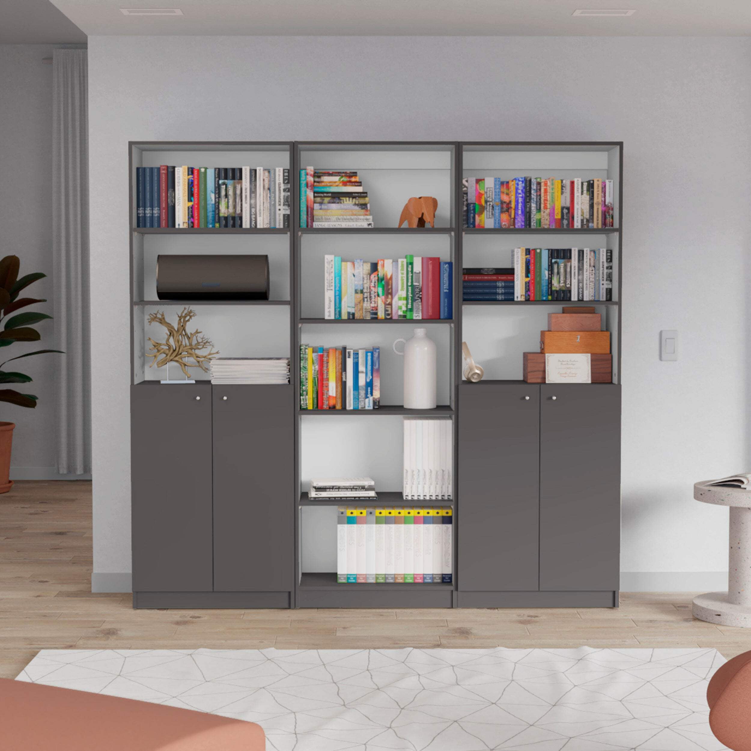 Arbor 3 Piece Home Bookcase Set, 74" Wide With 11 Shelves And Two ...