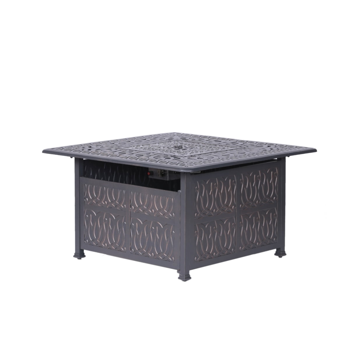 Arbor 44 Inch Metal Outdoor Fire Pit Table, Tulip Pattern, Dark Bronze ...