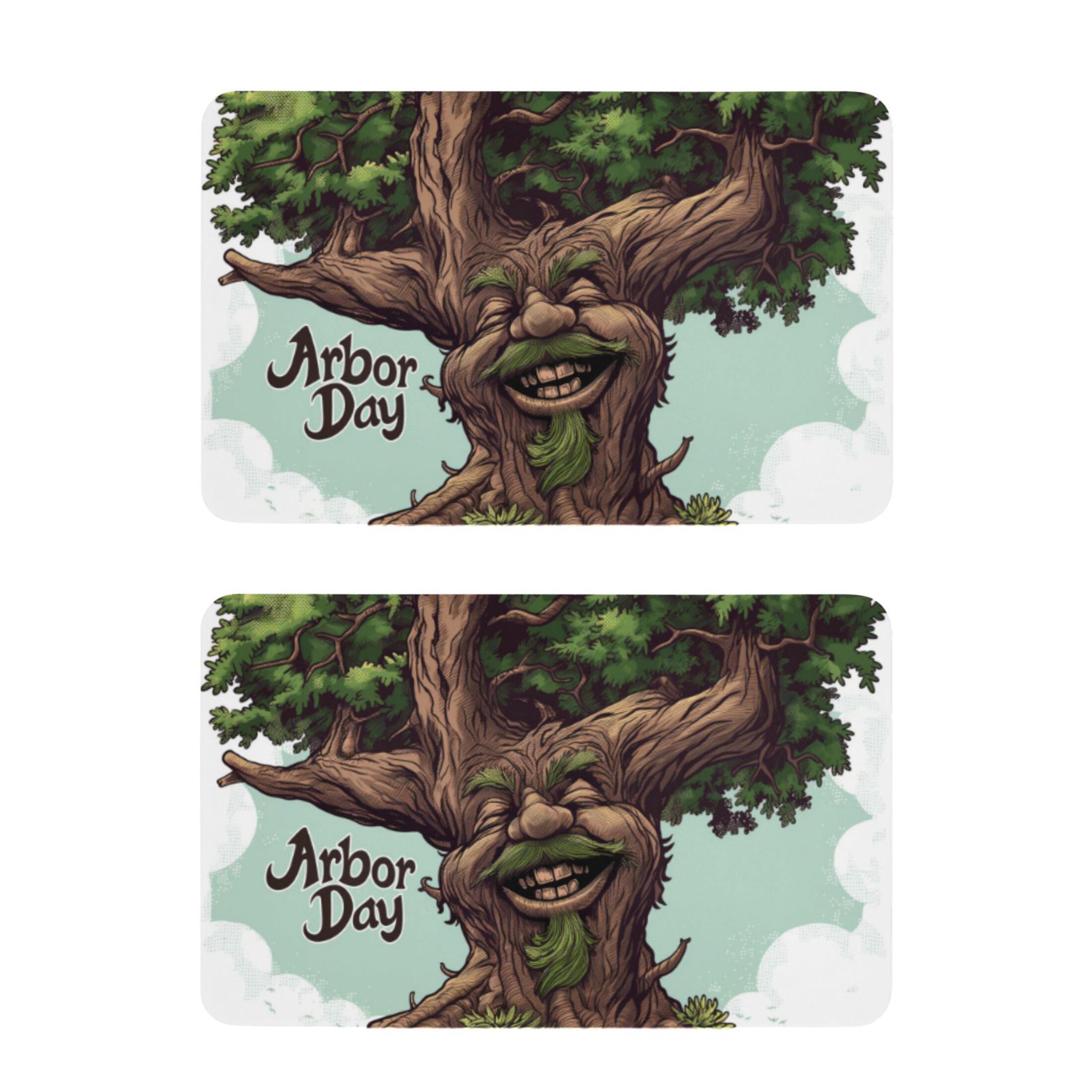 Arbor Day Cartoon Tree Refrigerator Magnet Stickers Square Fridge ...