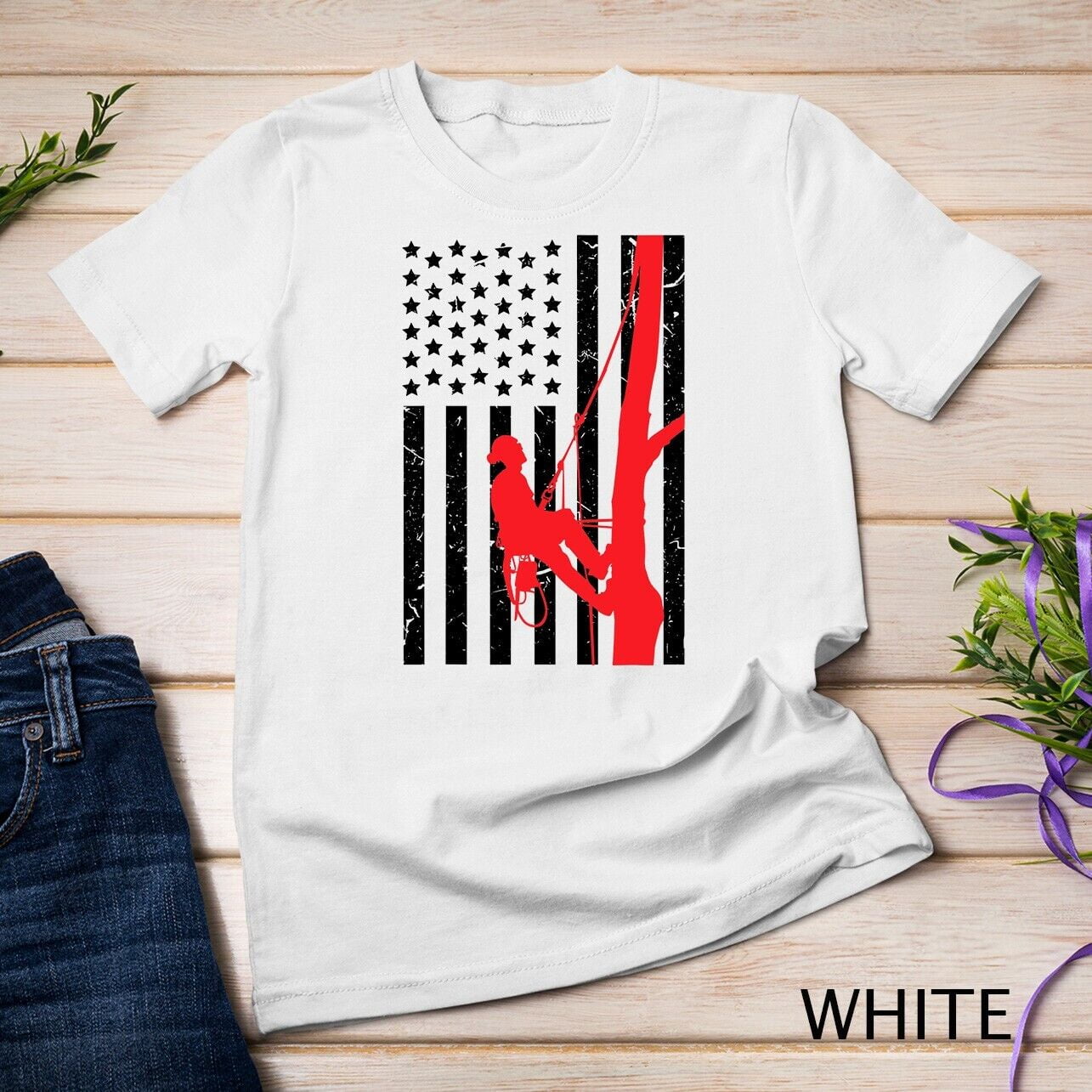 Arborist Patriotic Distressed American Flag 4Th Of July Unisex T-Shirt ...