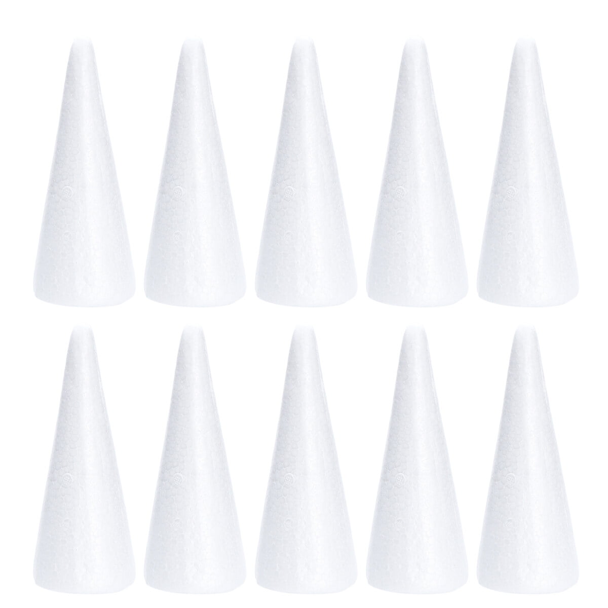 Arborister 10pcs 18.5cm Cones White Foam Cone Crafts Geometric Shapes ...