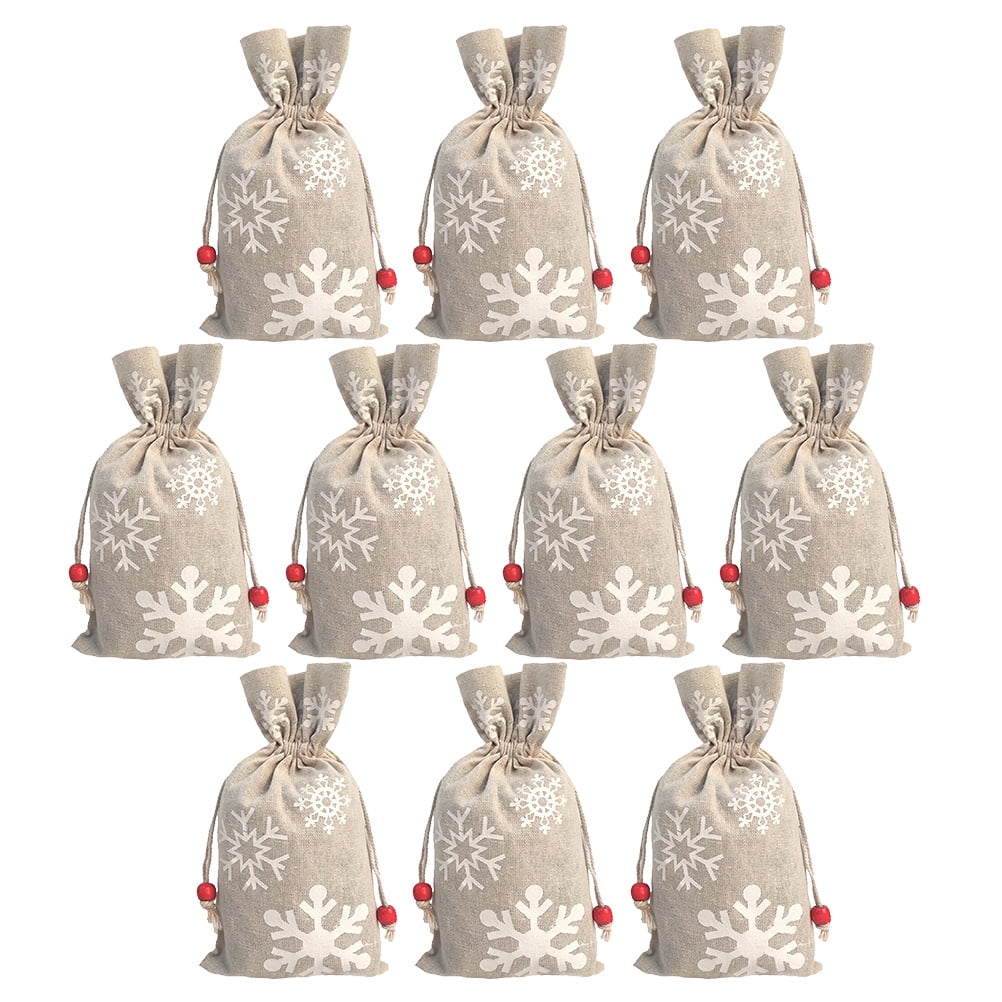 Arborister 10pcs Christmas Drawstring Gift Bags Snowflake Printed Xmas ...