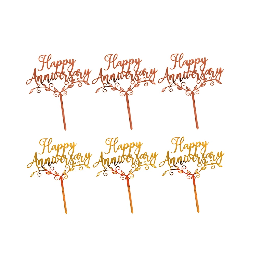 Arborister 6PCS Happy Anniversary Cake Topper Glitter Wedding ...