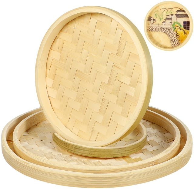 Arborister Handwoven Flat Wicker Tray Basket Set - 4 Sizes - Walmart.com