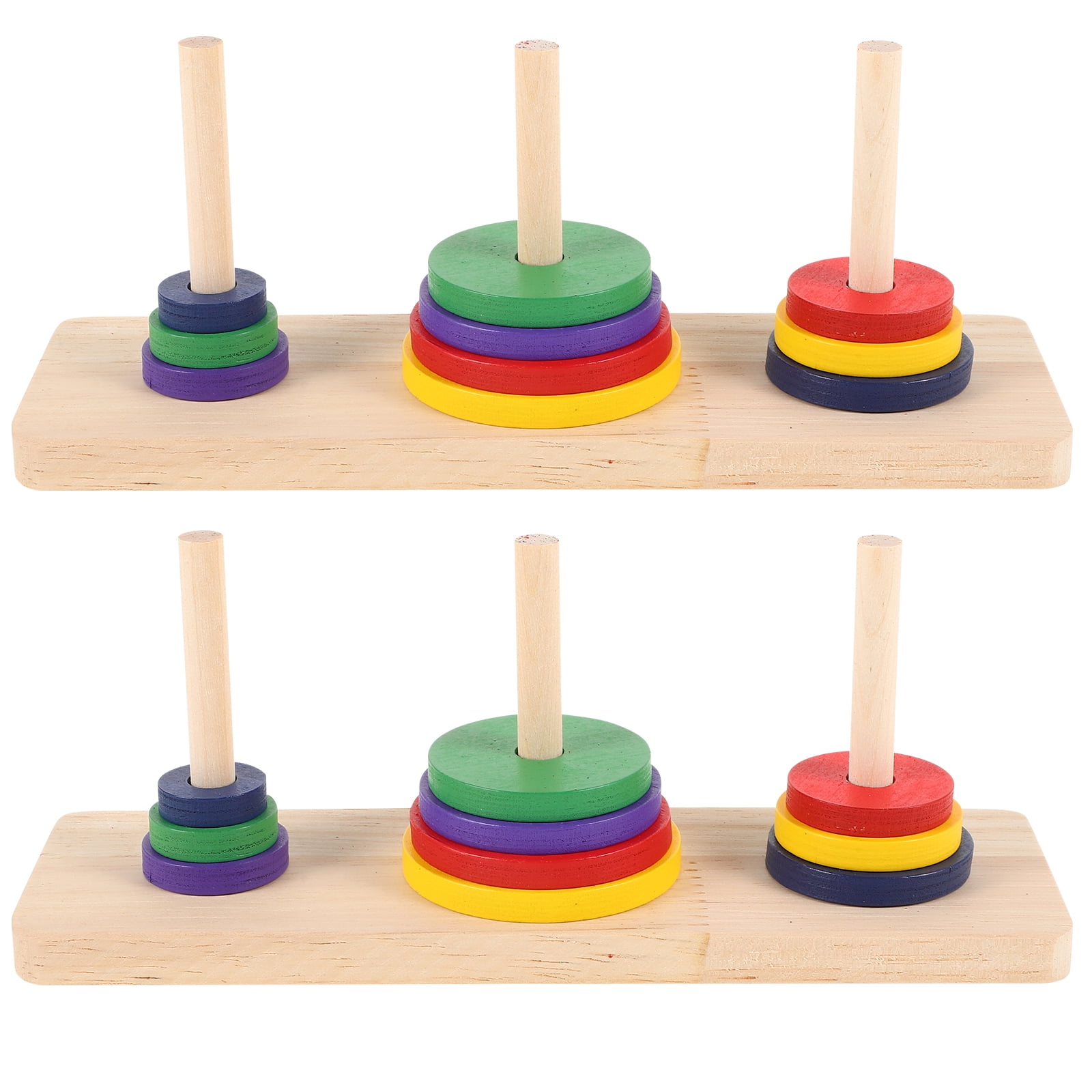 Arborister Hanoi Tower Wooden Puzzle Brain Teaser Toy for Kids, 2Pcs ...