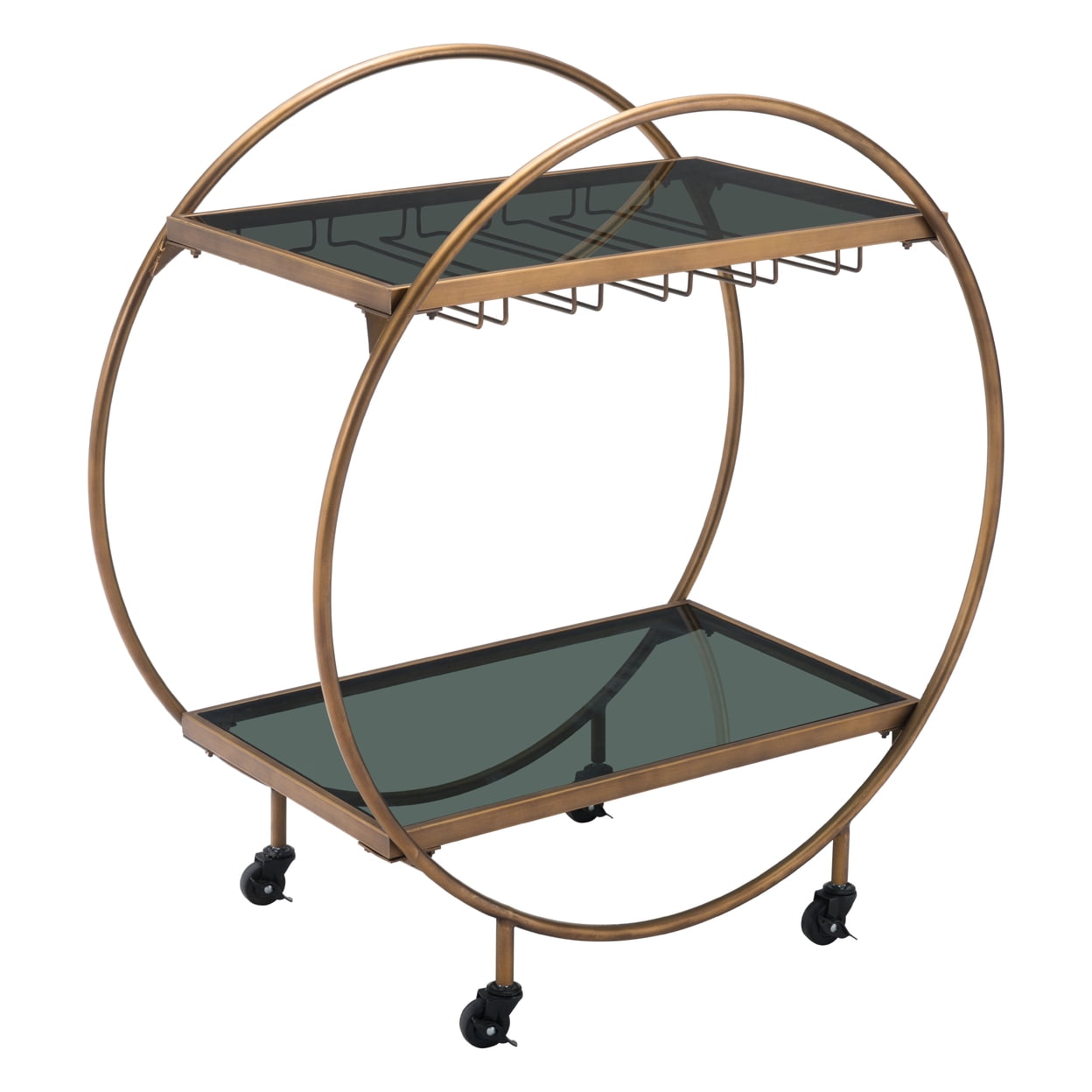Arc Bar Cart Brass and Black Iron 2 Tier Mirrored Glass Servicing ...