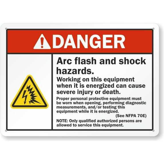Arc Flash And Shock Hazards Aluminum Weatherproof 8" x 12" Sign p00647 ...