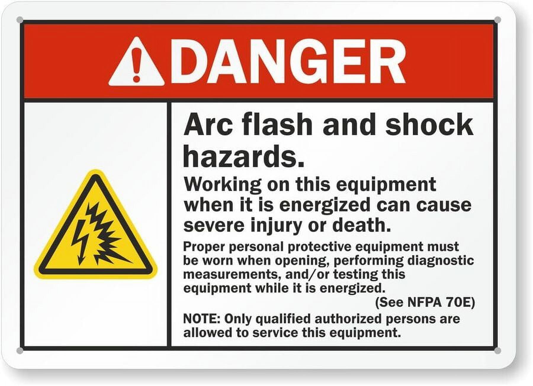 Arc Flash And Shock Hazards Weatherproof Metal Aluminum Sign Size: 16 x ...