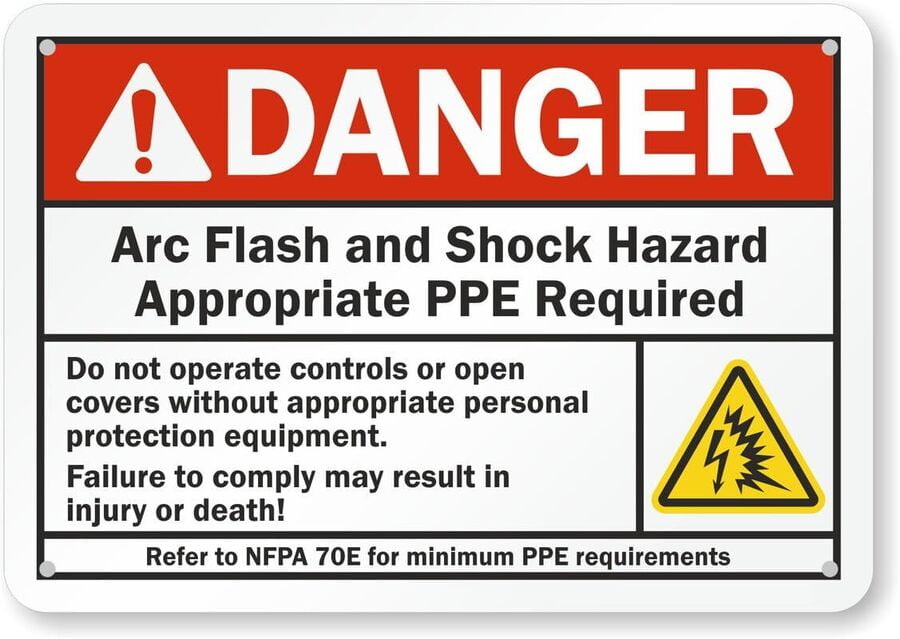 Arc Flash Danger Safety Weatherproof Metal Aluminum Sign Size: 8 x 12 ...