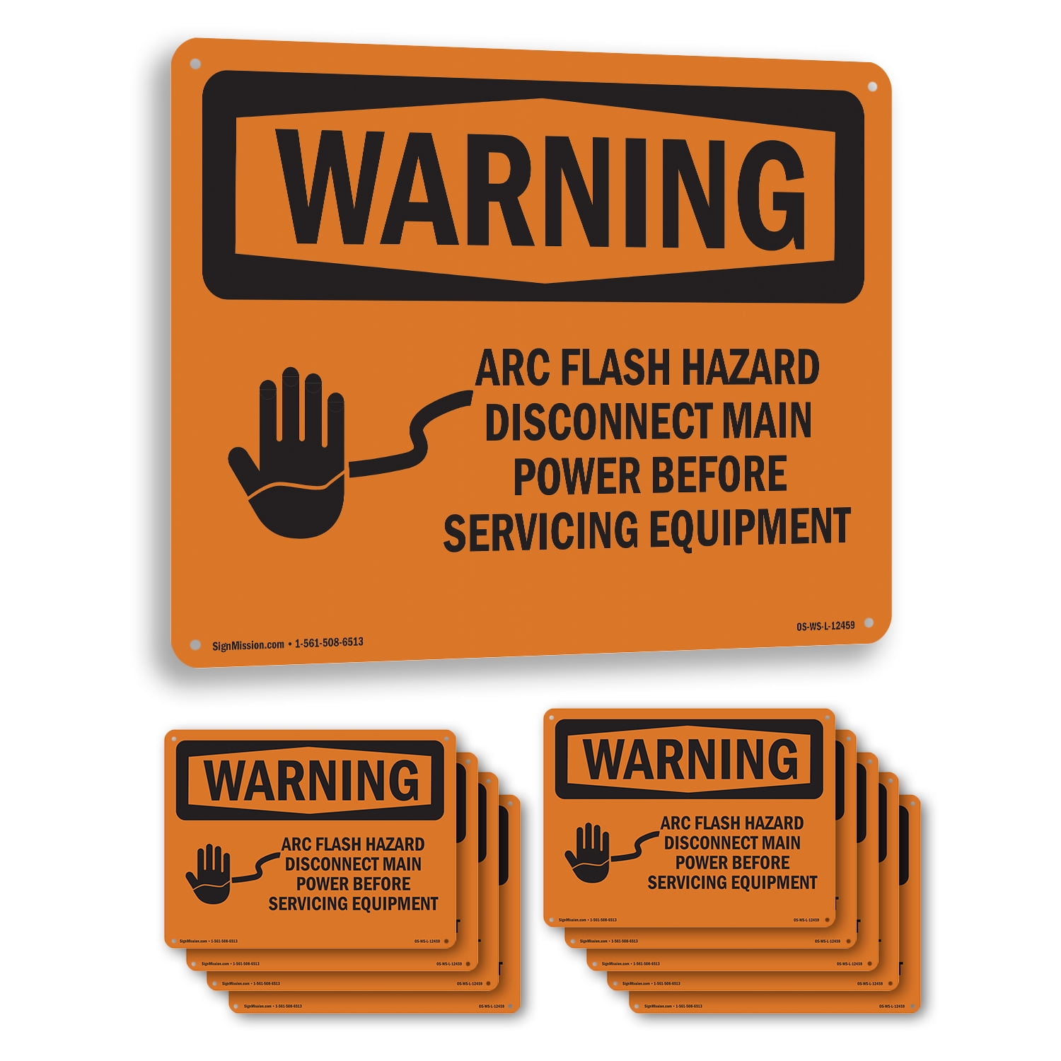 Arc Flash Hazard Disconnect Main Power OSHA WARNING Rigid Plastic Sign ...