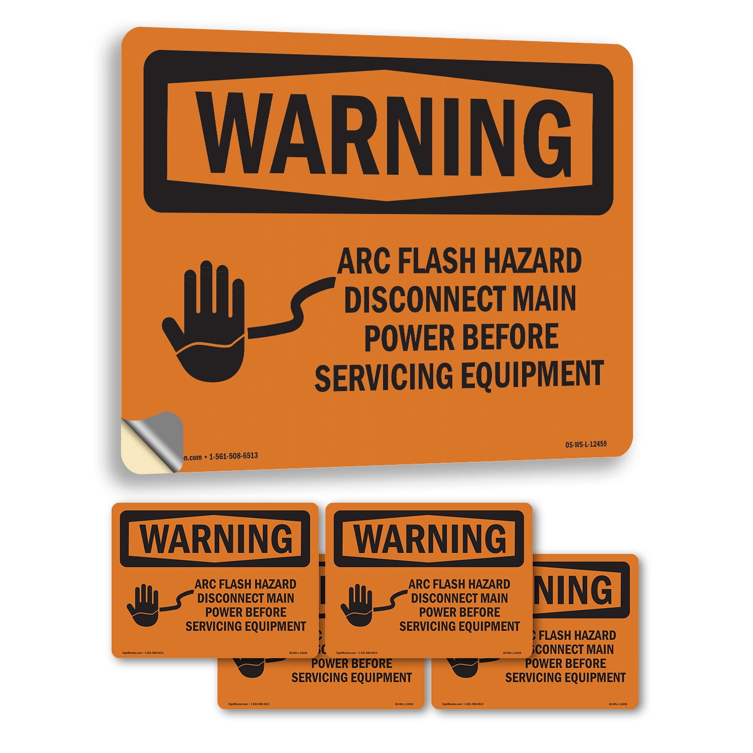Arc Flash Hazard Disconnect Main Power OSHA WARNING Vinyl Decal Label ...