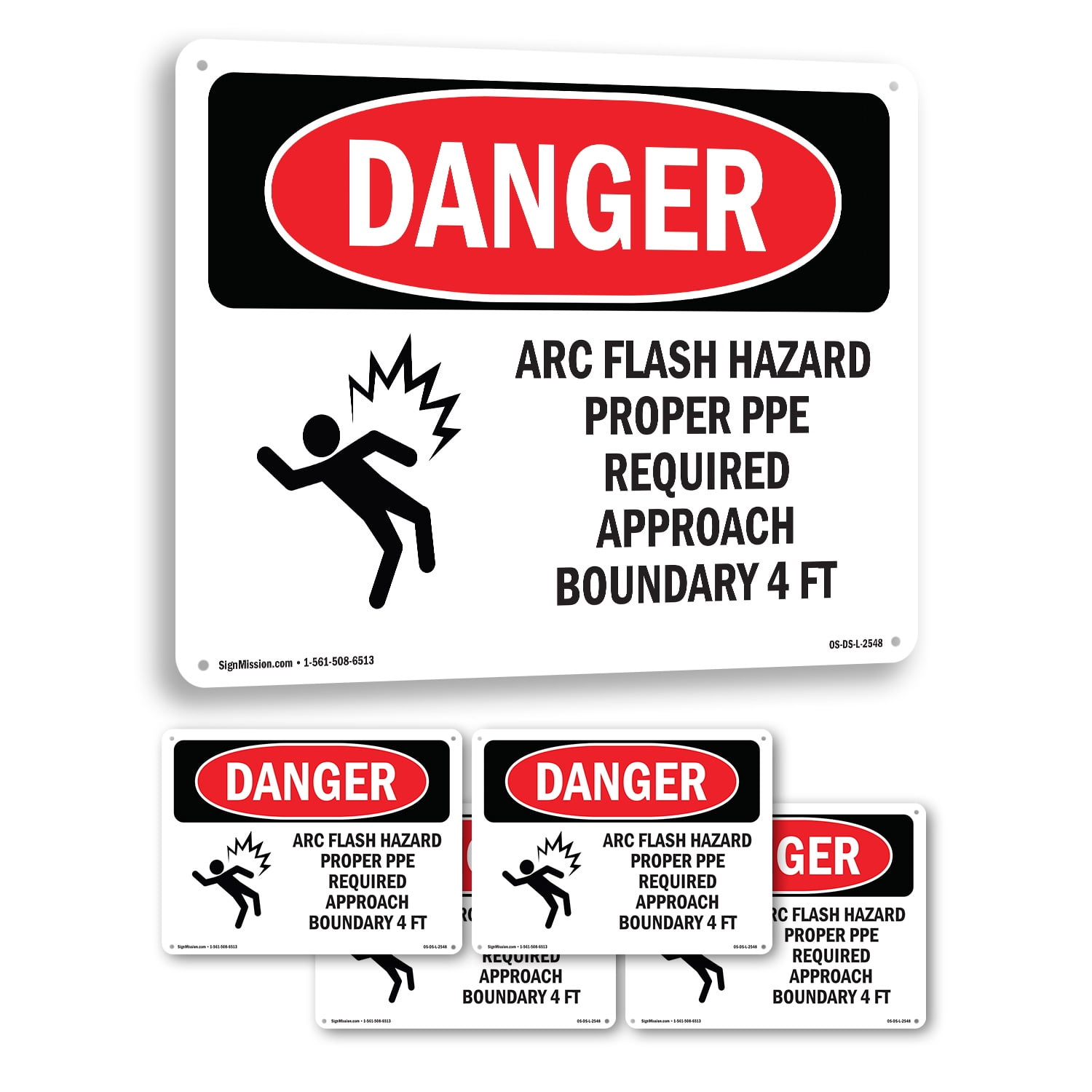 Arc Flash Hazard Proper PPE OSHA Danger Rigid Plastic Sign 24 Inch x 18 ...