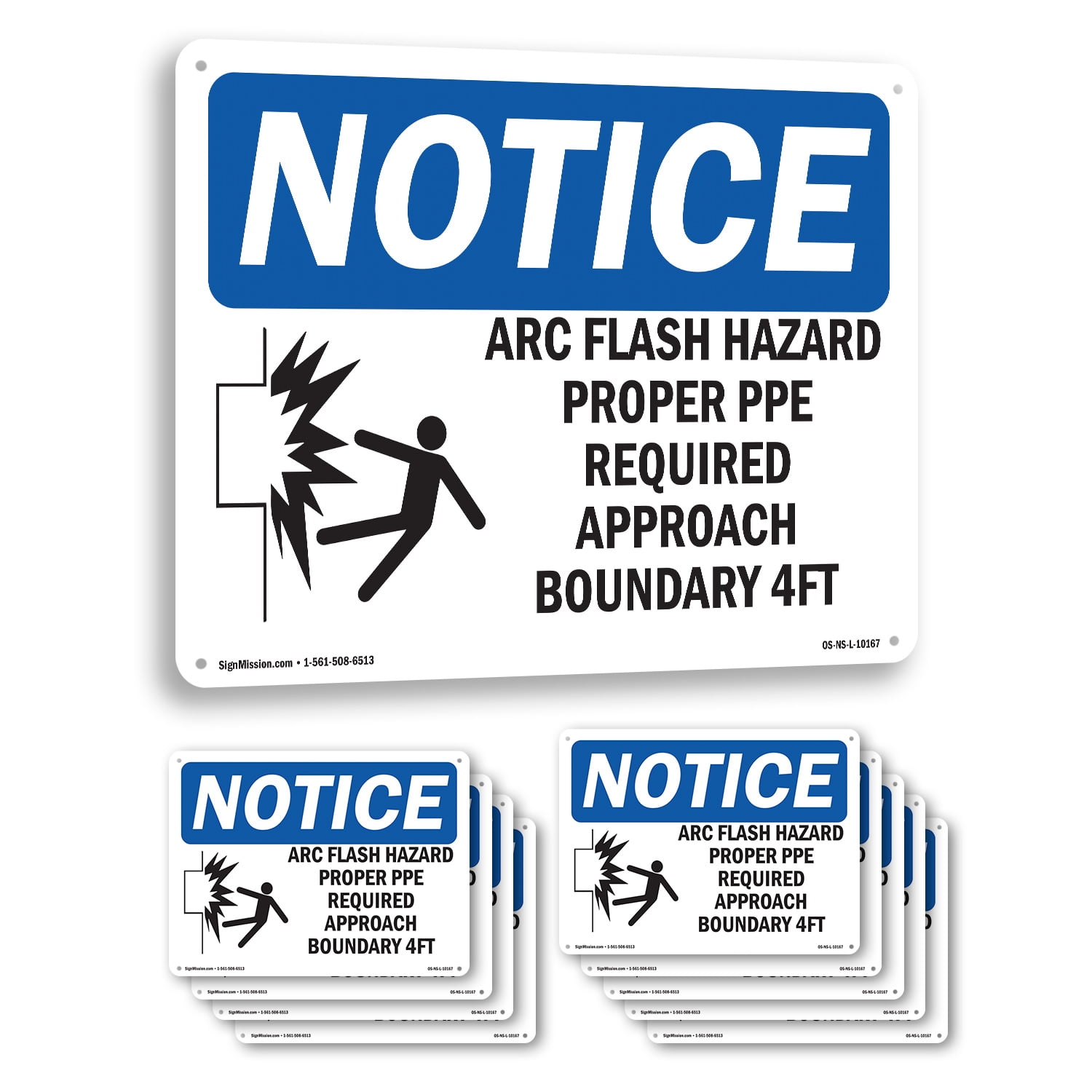 Arc Flash Hazard Proper PPE OSHA Notice Rigid Plastic Sign 10 Inch x 7 ...