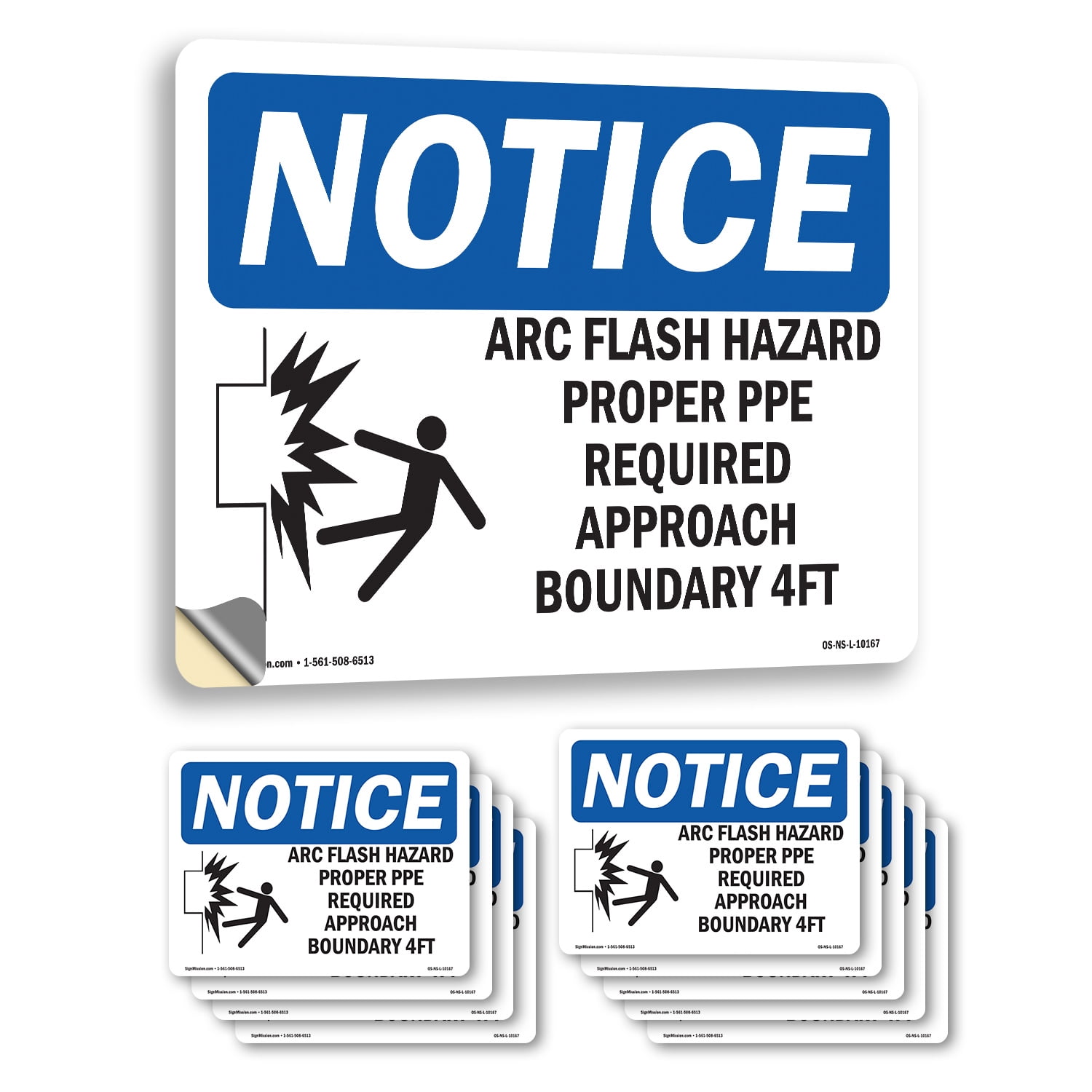 Arc Flash Hazard Proper PPE With Symbol OSHA Notice Vinyl Decal Label 5 ...