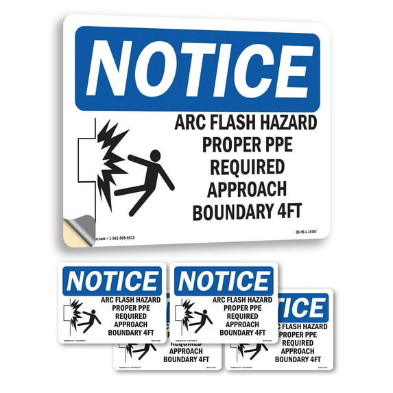 Arc Flash Hazard Proper PPE With Symbol OSHA Notice Vinyl Decal Label 7 ...