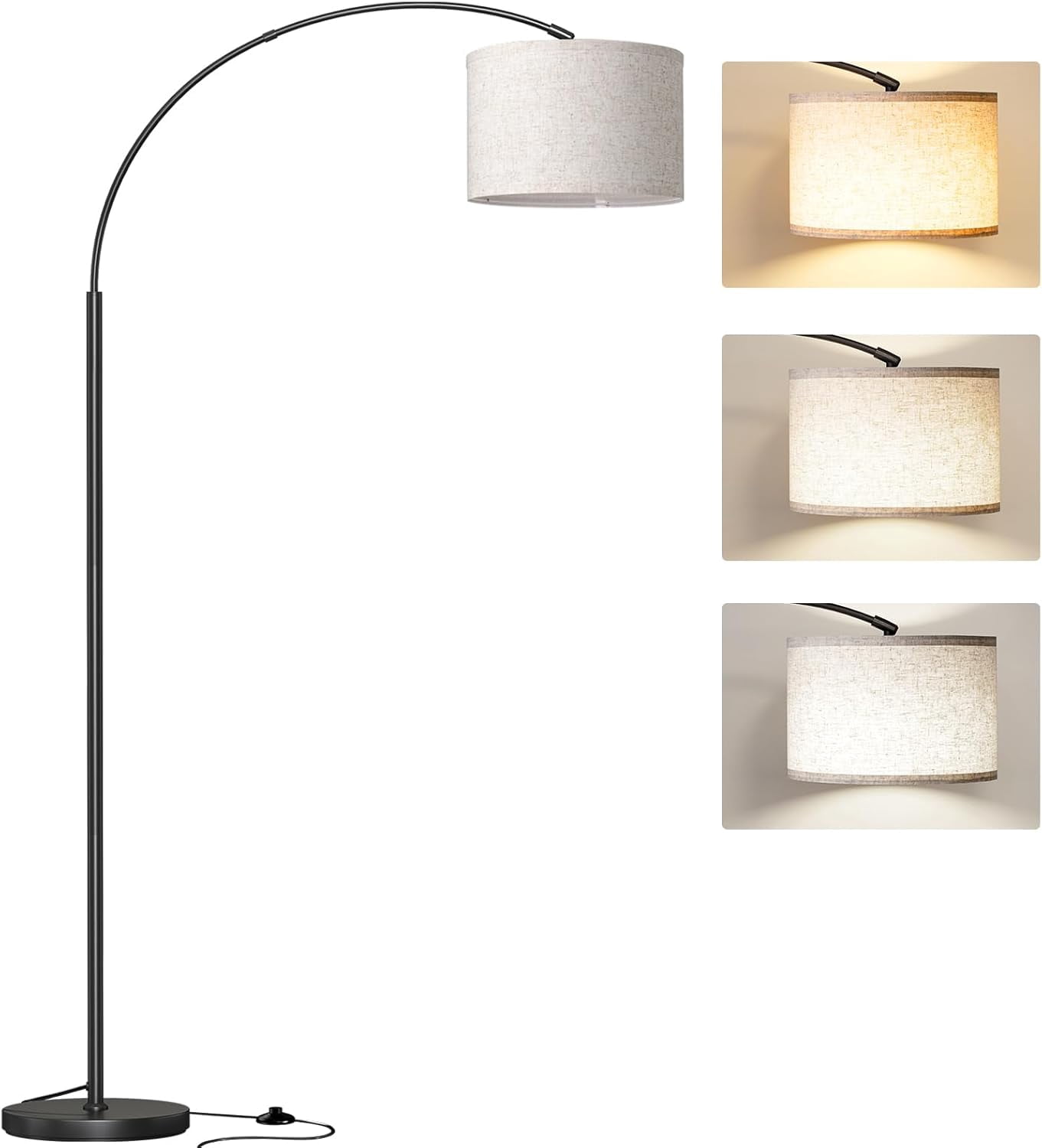 Arc Floor Lamp with 3 Color Temperature,Modern Floor Lamp with 9w A19 ...